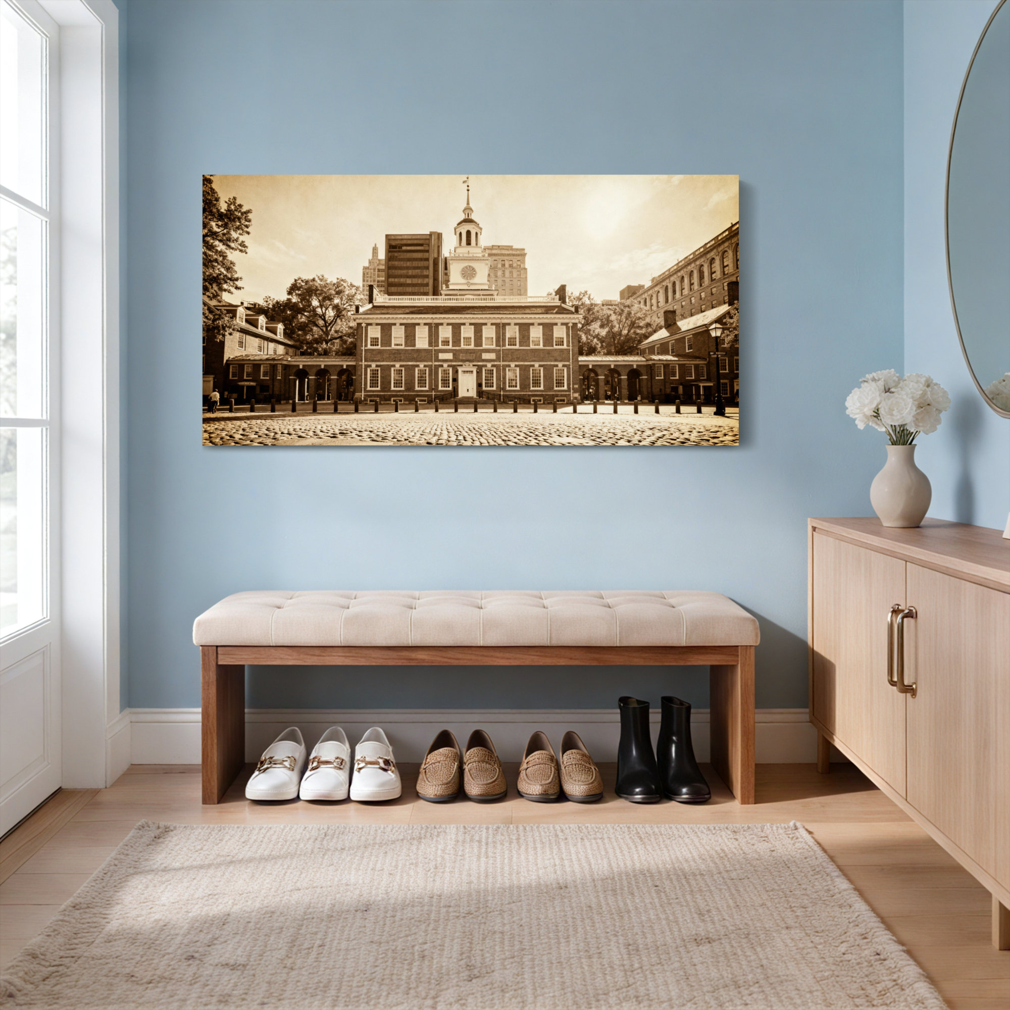 Canora Grey Independence Hall Historical Building Sepia Tone Canvas ...