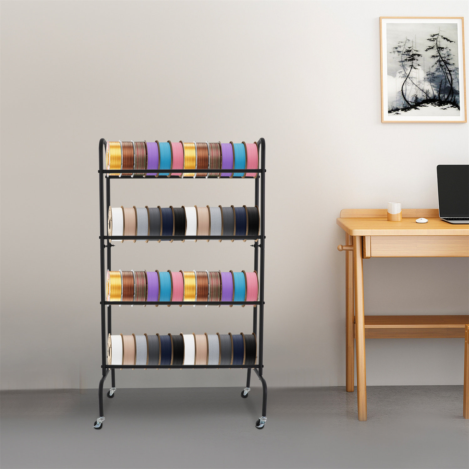 Ebern Designs 4 Tier Rolling Filament Spool Organize Racks - Wayfair Canada