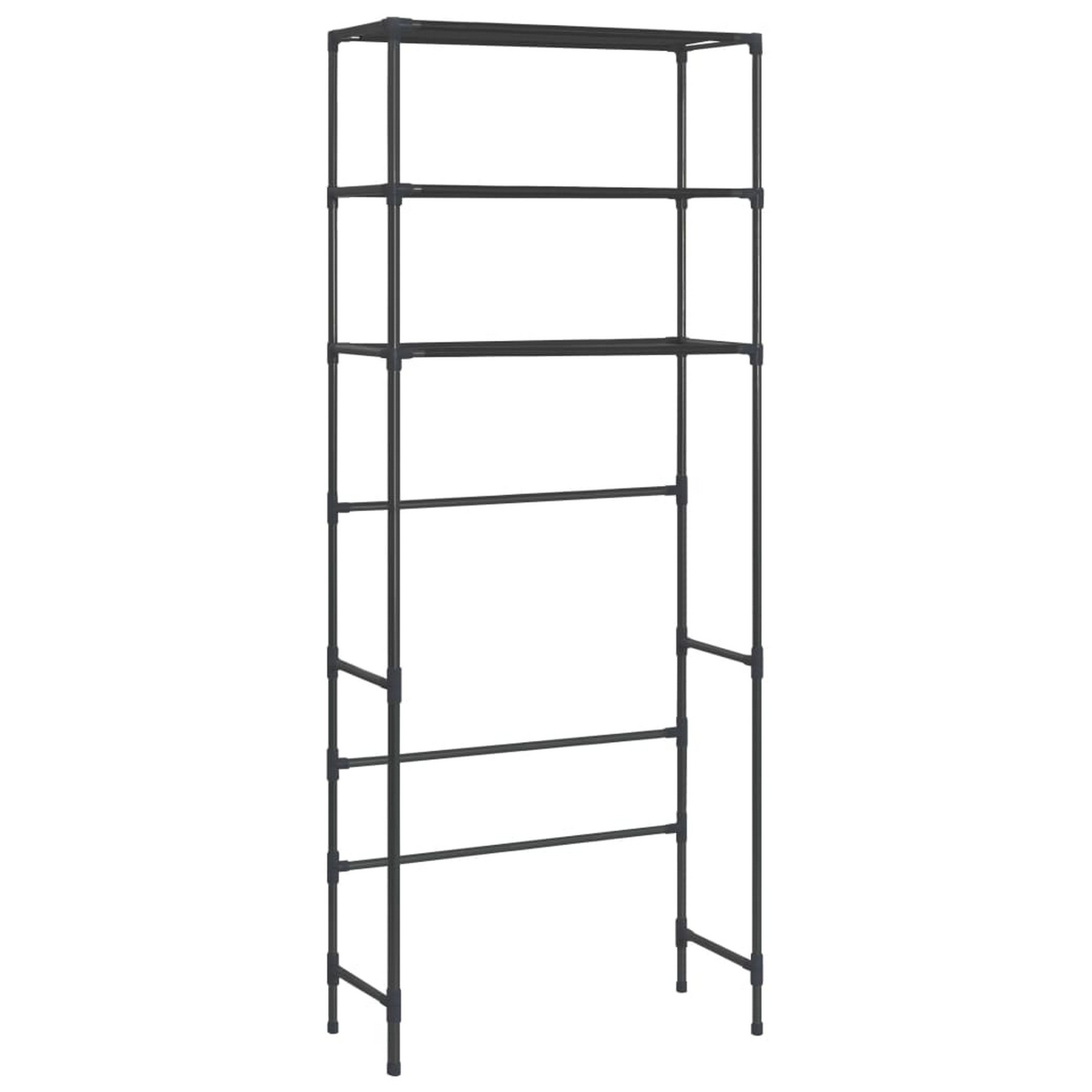 Benjara 3 Tier Over The Washer Laundry Storage Rack, 67 Inch Tall Black ...