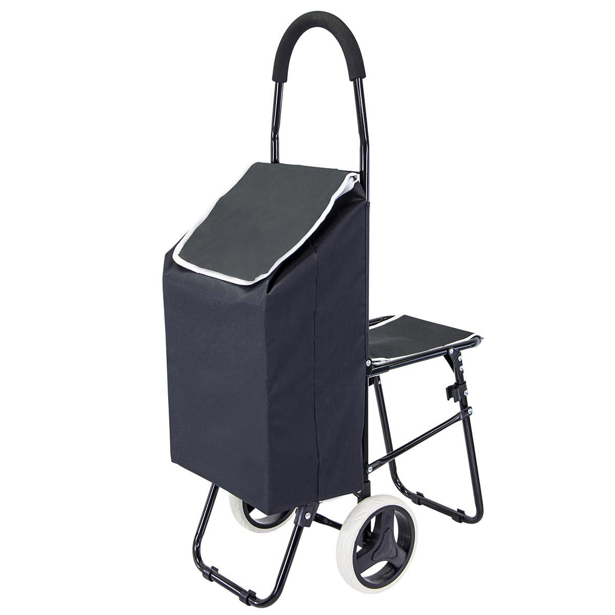 BOJUNTAN Black Shopping Grocery Foldable Cart Tailgate | Wayfair