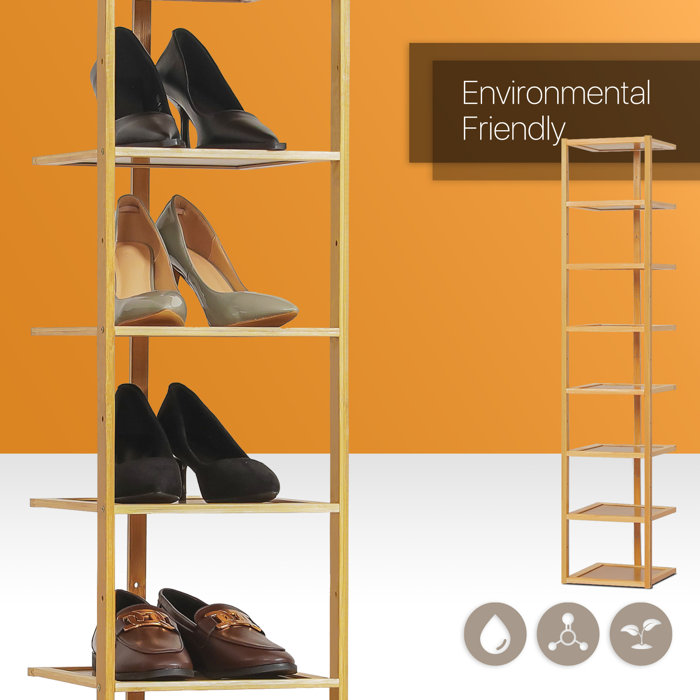 MoNiBloom 8 Tiers Corner Bamboo Shoe Rack, Storage Shoes Stand 8 Pairs ...