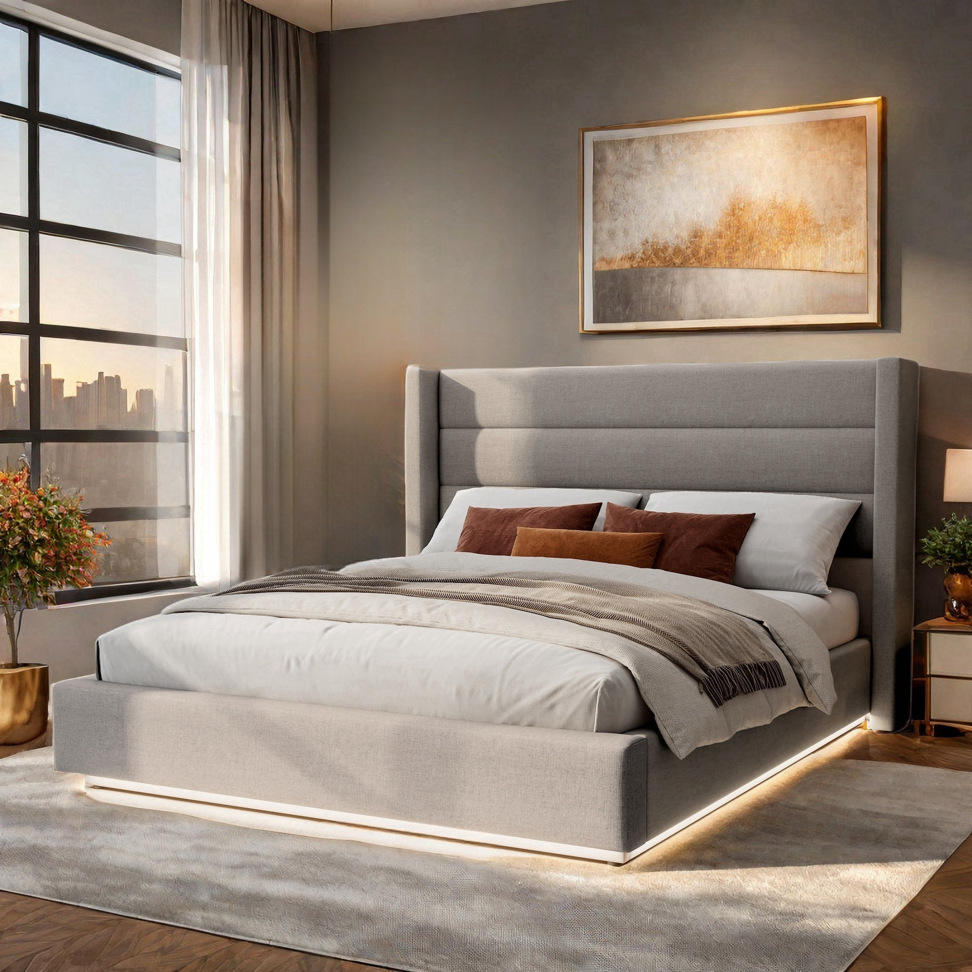 Latitude Run® Modern Upholstered Ronalee Bed With Led Light | Wayfair