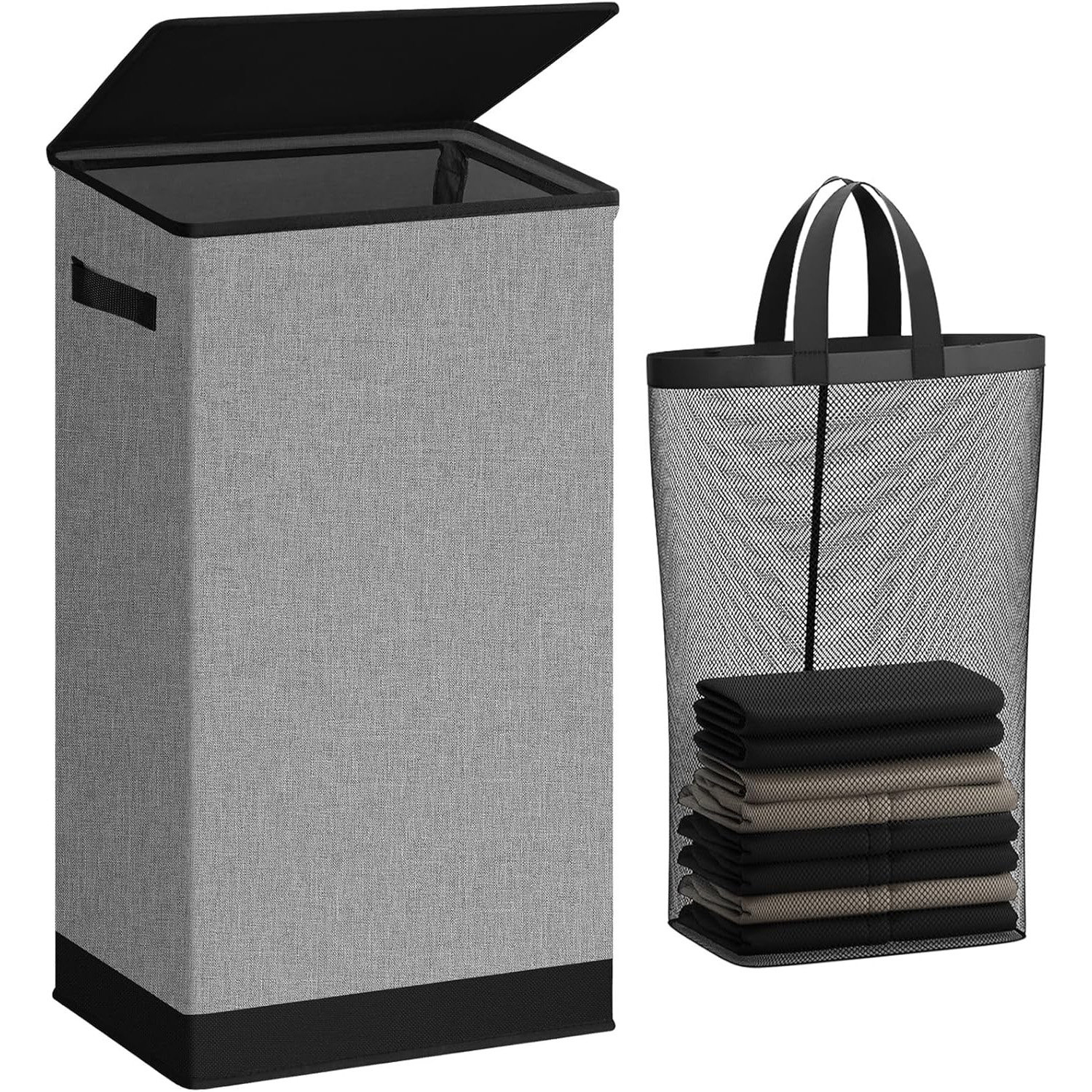 Latitude Run® Laundry Hamper With Lid 100L Large & Tall Collapsible ...