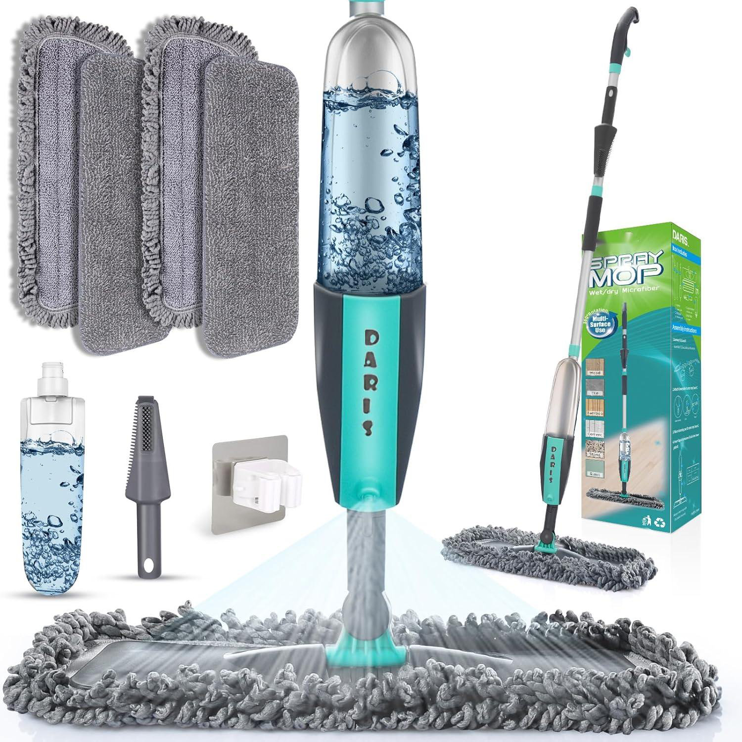 Fish hunter Spray Mops For Floor Cleaning Microfiber Floor Mop With 4 ...