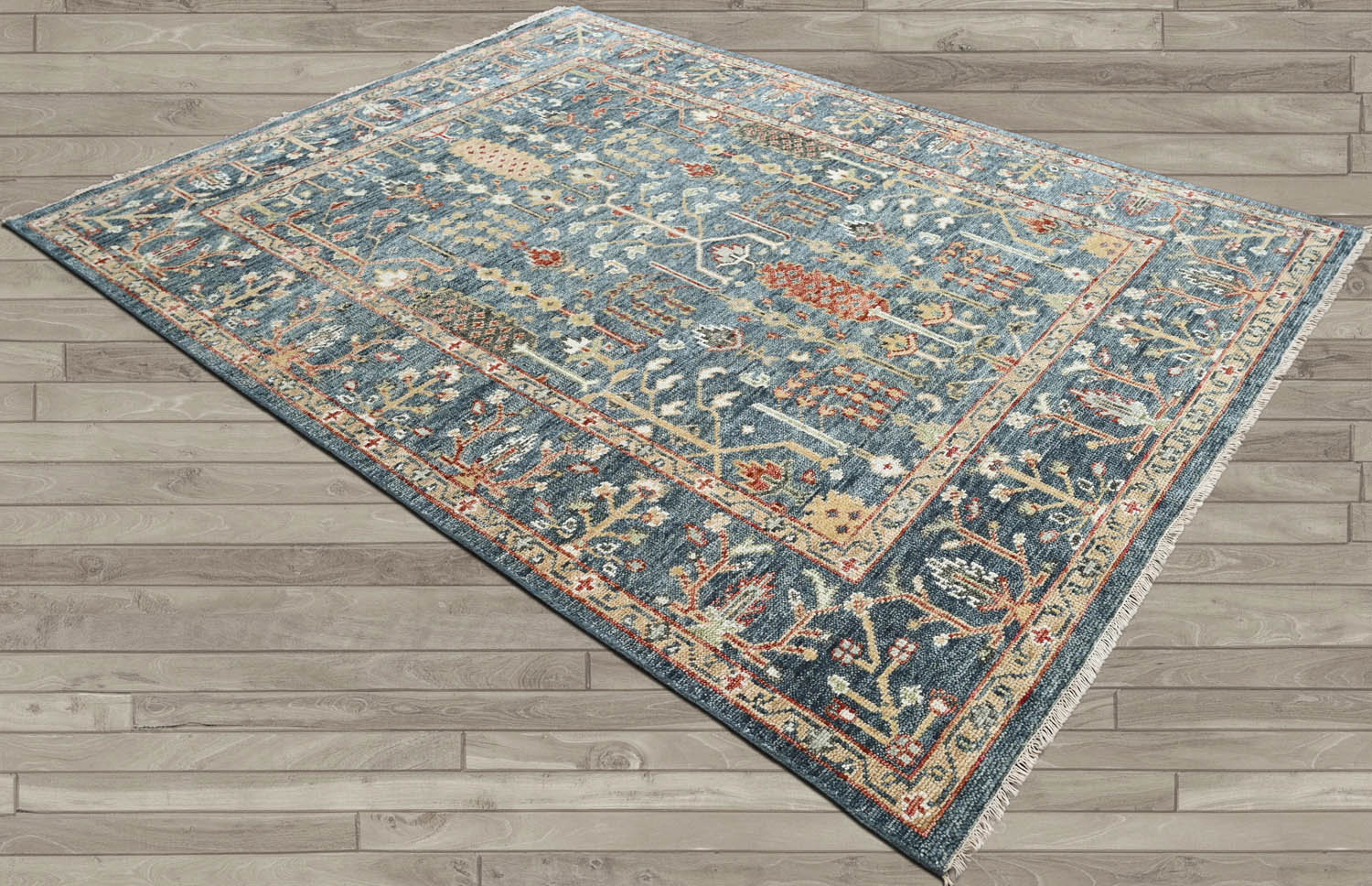 Oriental Rug of Houston Southwestern Hand Knotted Wool Area Rug in Blue ...