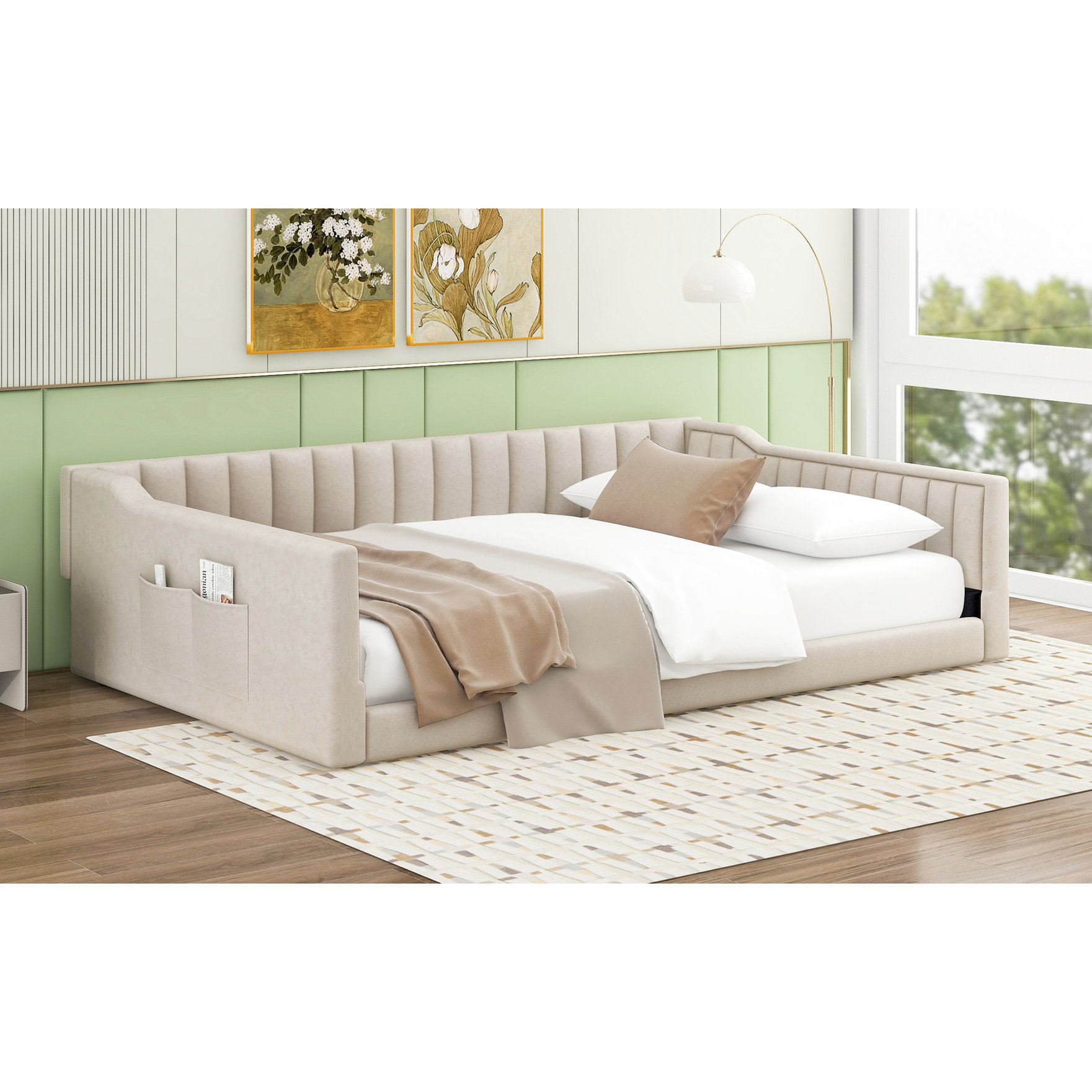Mercer41 Full Xl Sized Beige Daybed With Upholstery And Storage ...