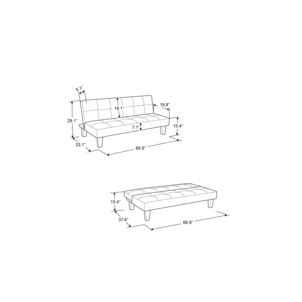 Serta Leonard 66.1" Tufted Convertible Futon Sofa & Reviews | Wayfair