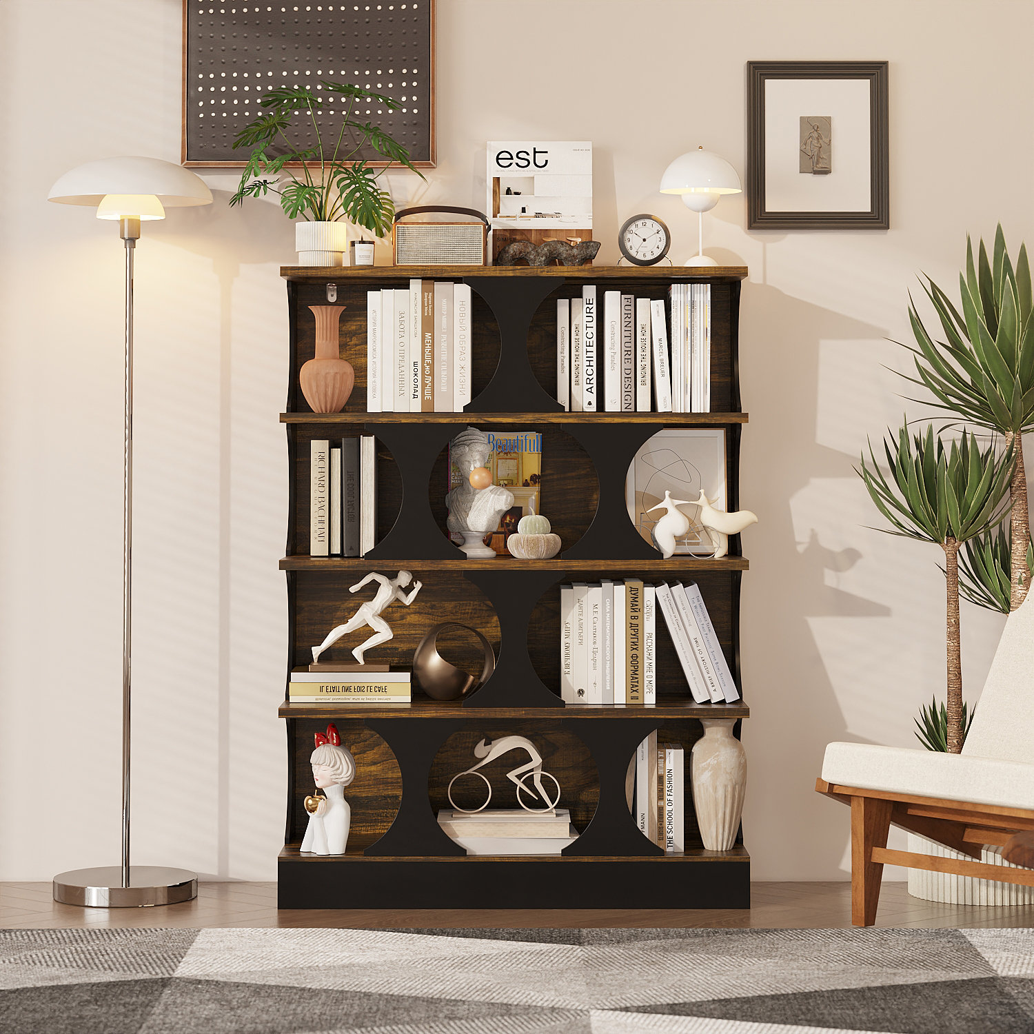 Borough Wharf 110cm Tall Display Cabinet 5-Tier Metal Frame, Shelves ...