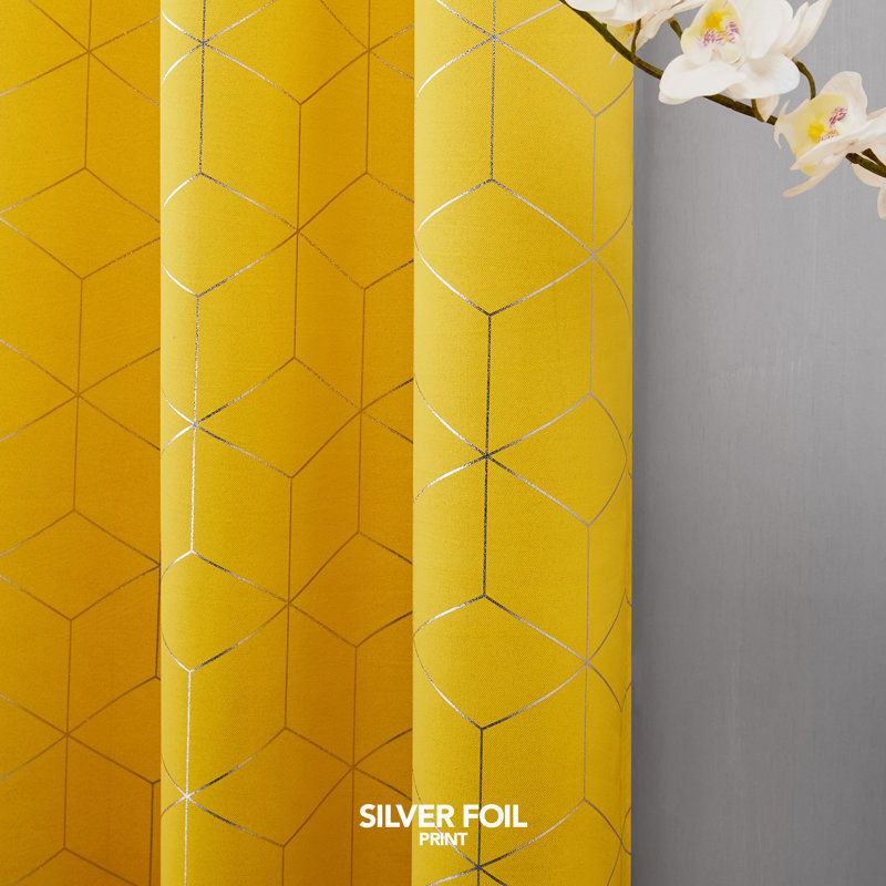 Deconovo Silver Diamond Pattern Curtain Pair | Wayfair