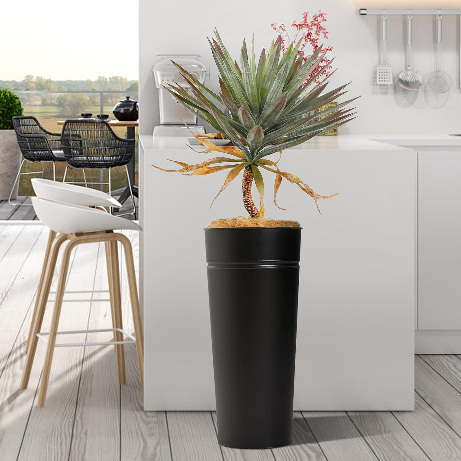 Primrue 4.2FT Artificial Yucca Tree With Black Planter, Tropical ...