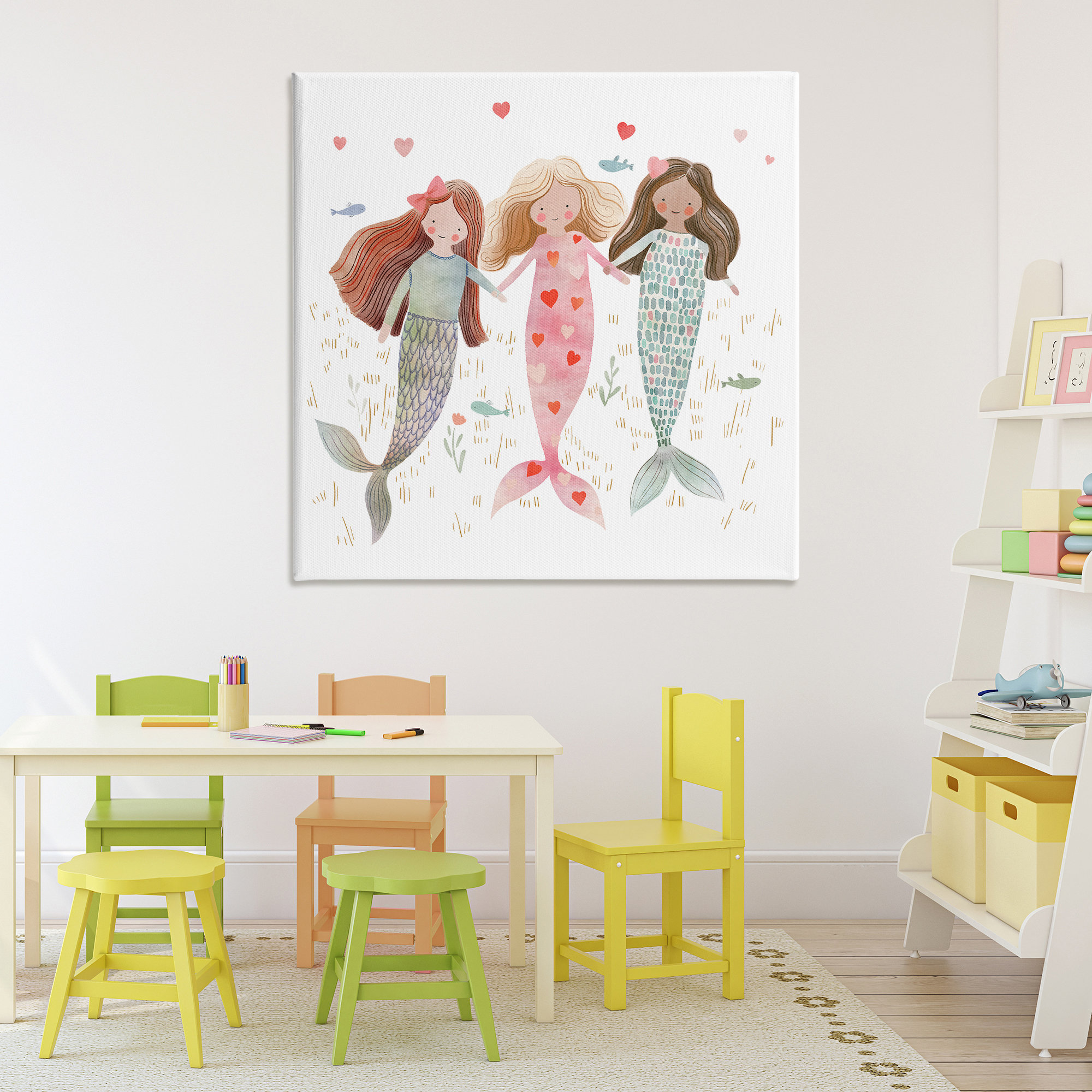 Ebern Designs Trio of Mermaids Friendship Canvas, design by Leah ...