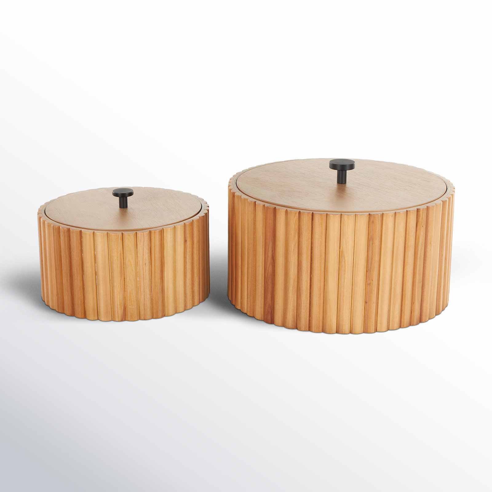 AllModern Adan Cole And Grey Wooden Handmade Slatted Box With Lids ...