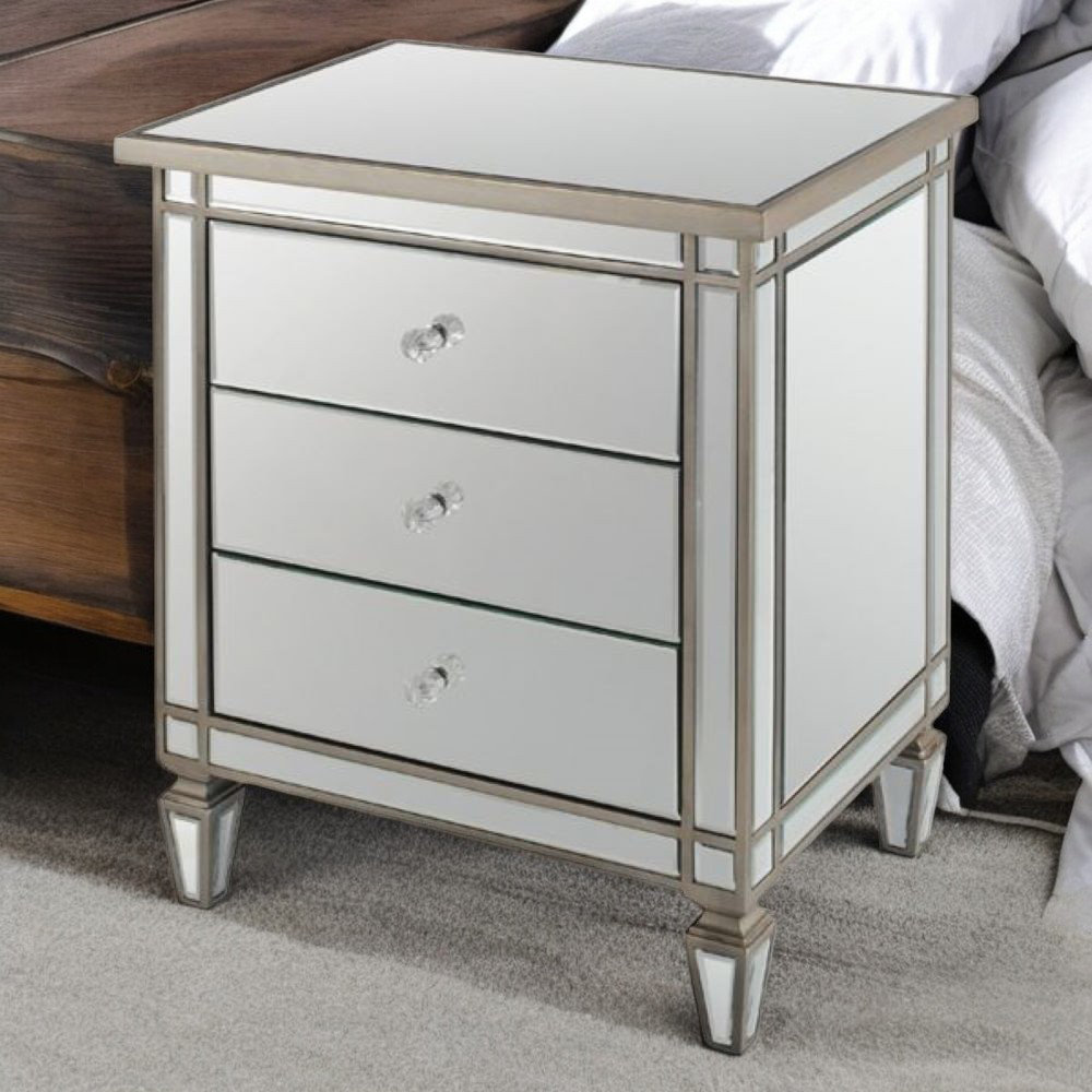 Rosdorf Park Kambrey Suzy Mirror 3 Drawer Nightstand (Set Of 2) | Wayfair