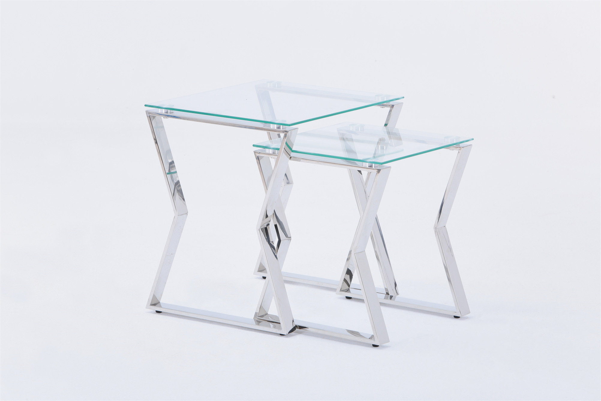 Wrought Studio™ Nesting End Table Set Of 2 With Clear Tempered Glass ...