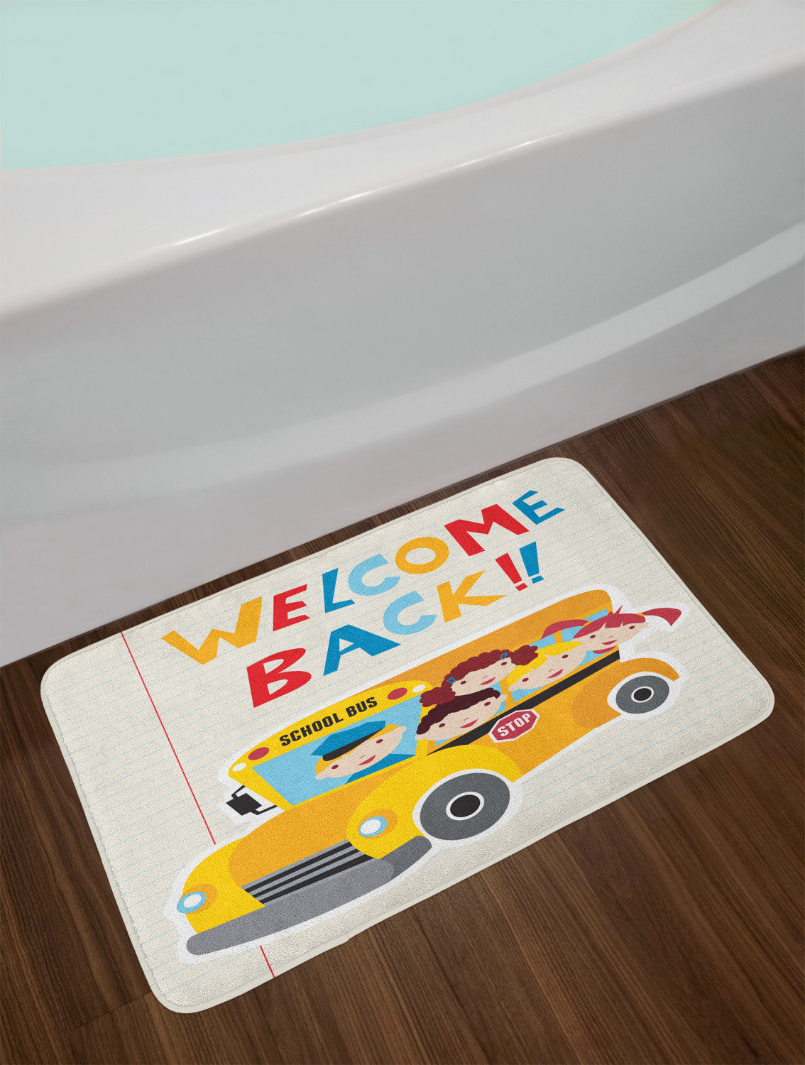 East Urban Home School Bus Bath Rug | Wayfair