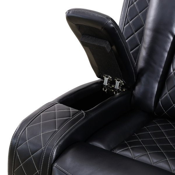 Ivy Bronx Aaroosh 3 - Piece 210" Black Vegan Leather Electric Power ...