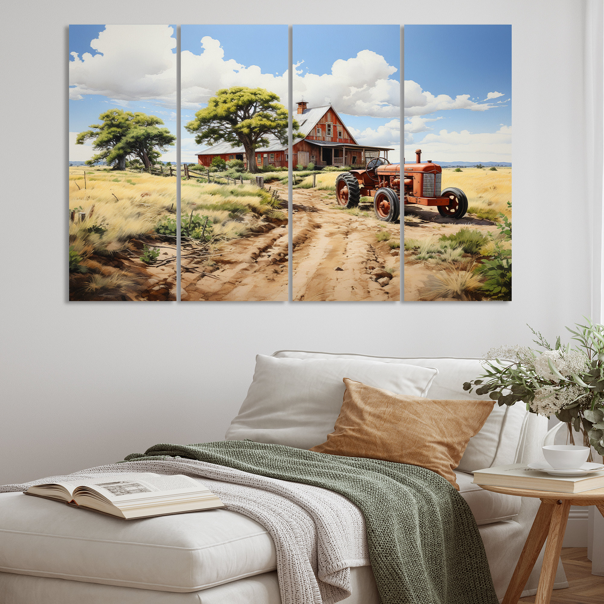 August Grove® Barns Rustic Charm VIII On Canvas 4 Pieces Print | Wayfair