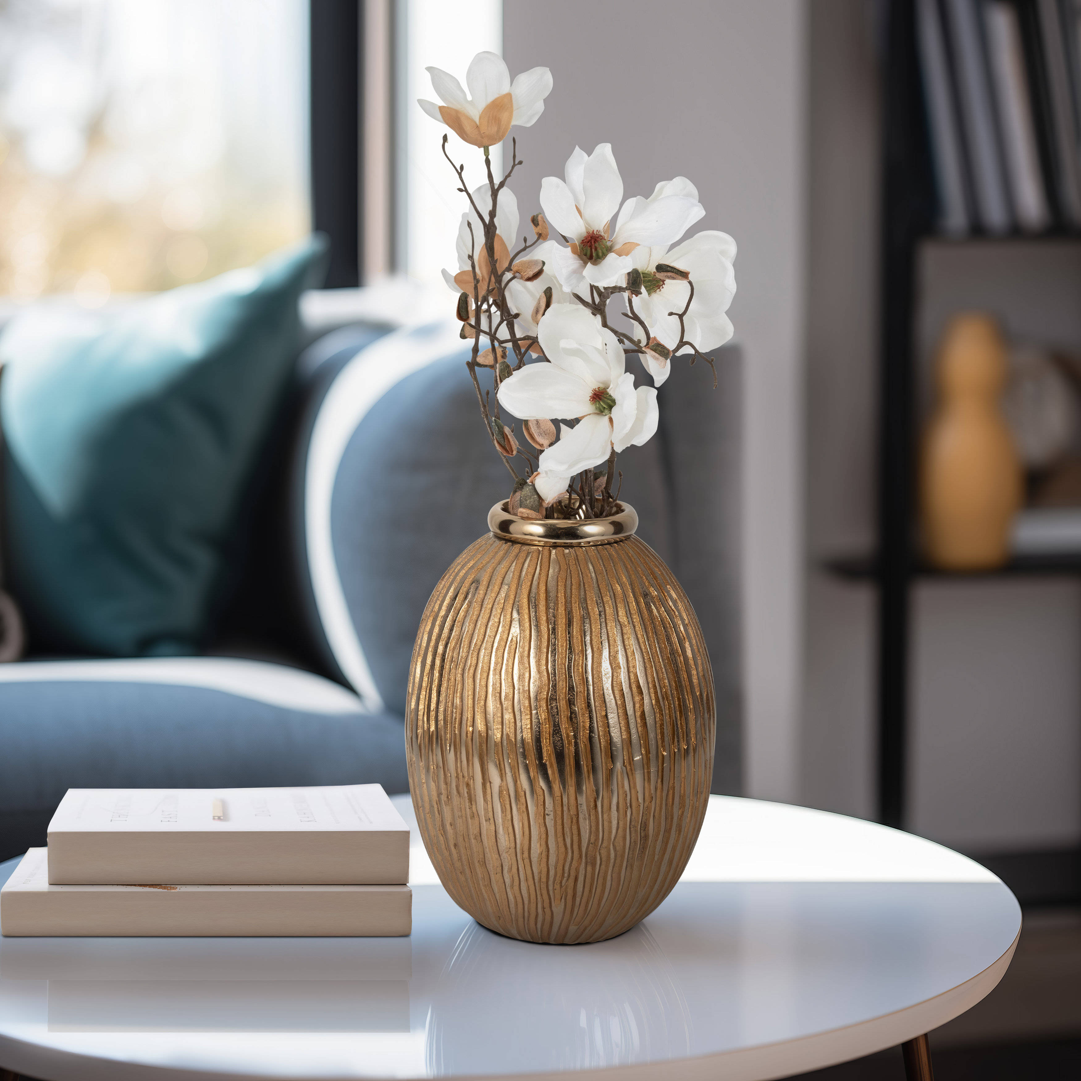 One Allium Way® Elegant Ceramic Vase, Textured Stripes Variant ...