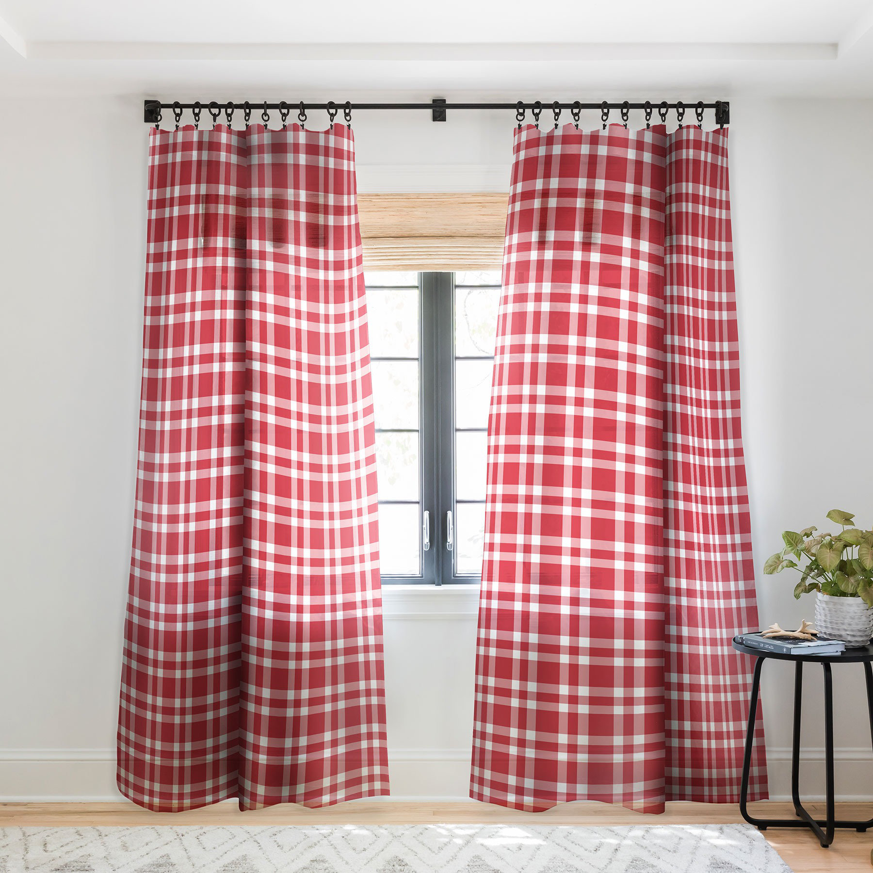 Freeport Park® Ewell Cheery Checks 1pc Sheer Window Curtain Panel | Wayfair