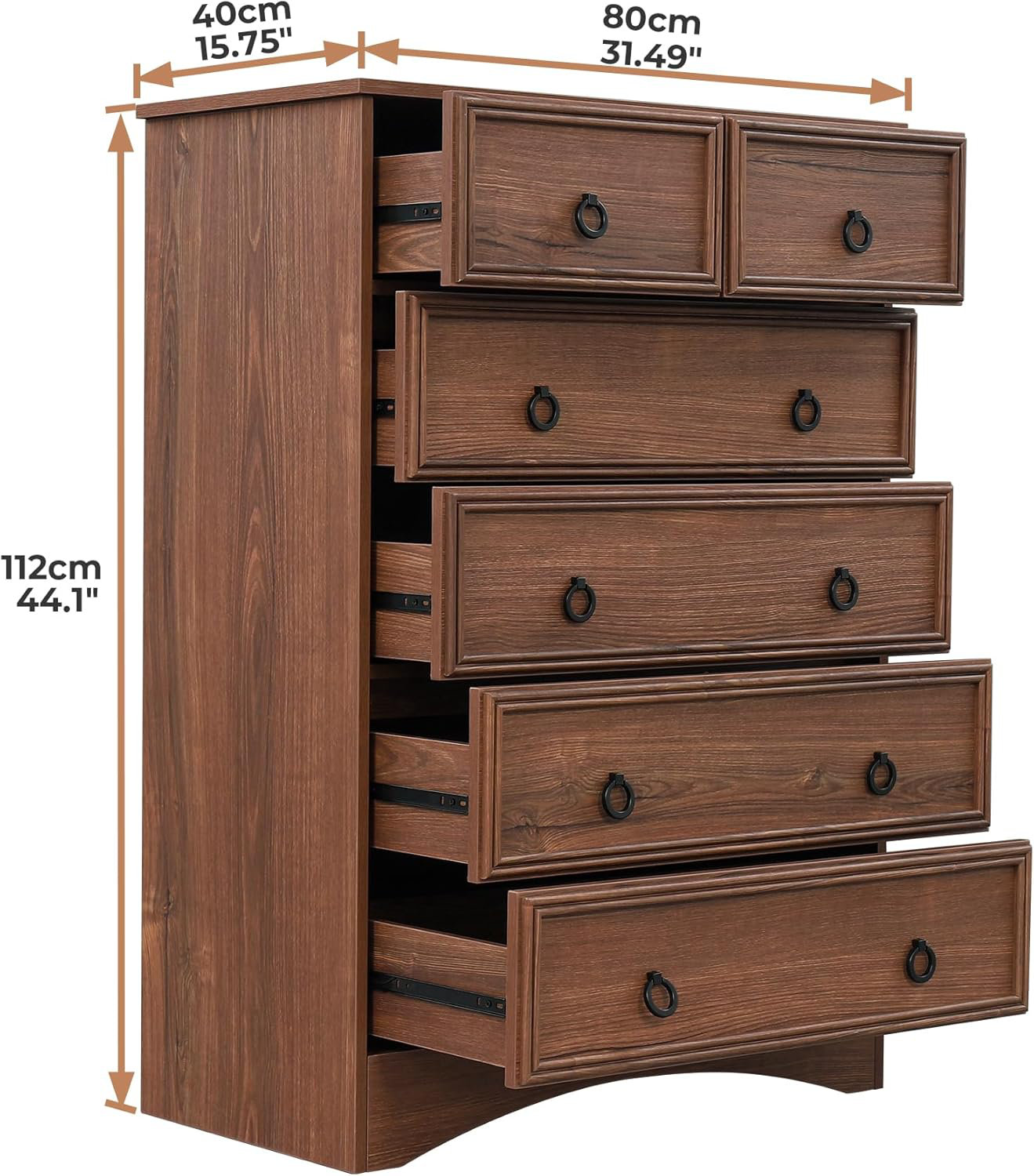Charlton Home® Dresser Tall for Bedroom, Wood 6 Chest Drawers, 6 Drawer ...
