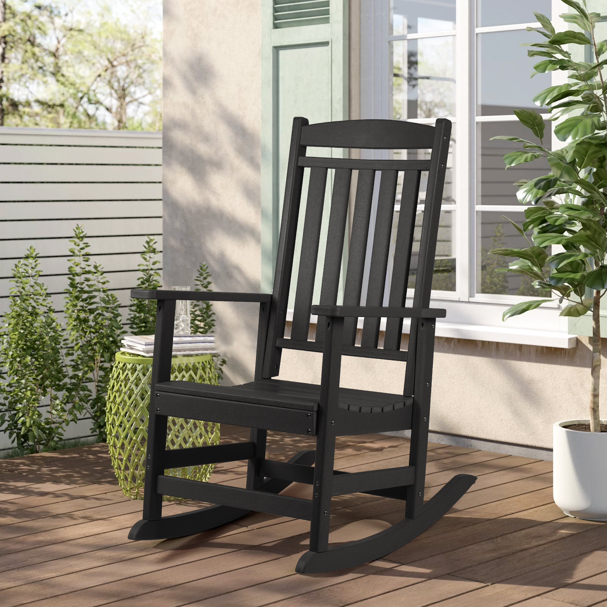 Dovecove Outdoor Langsa Rocking Plastic Chair & Reviews | Wayfair