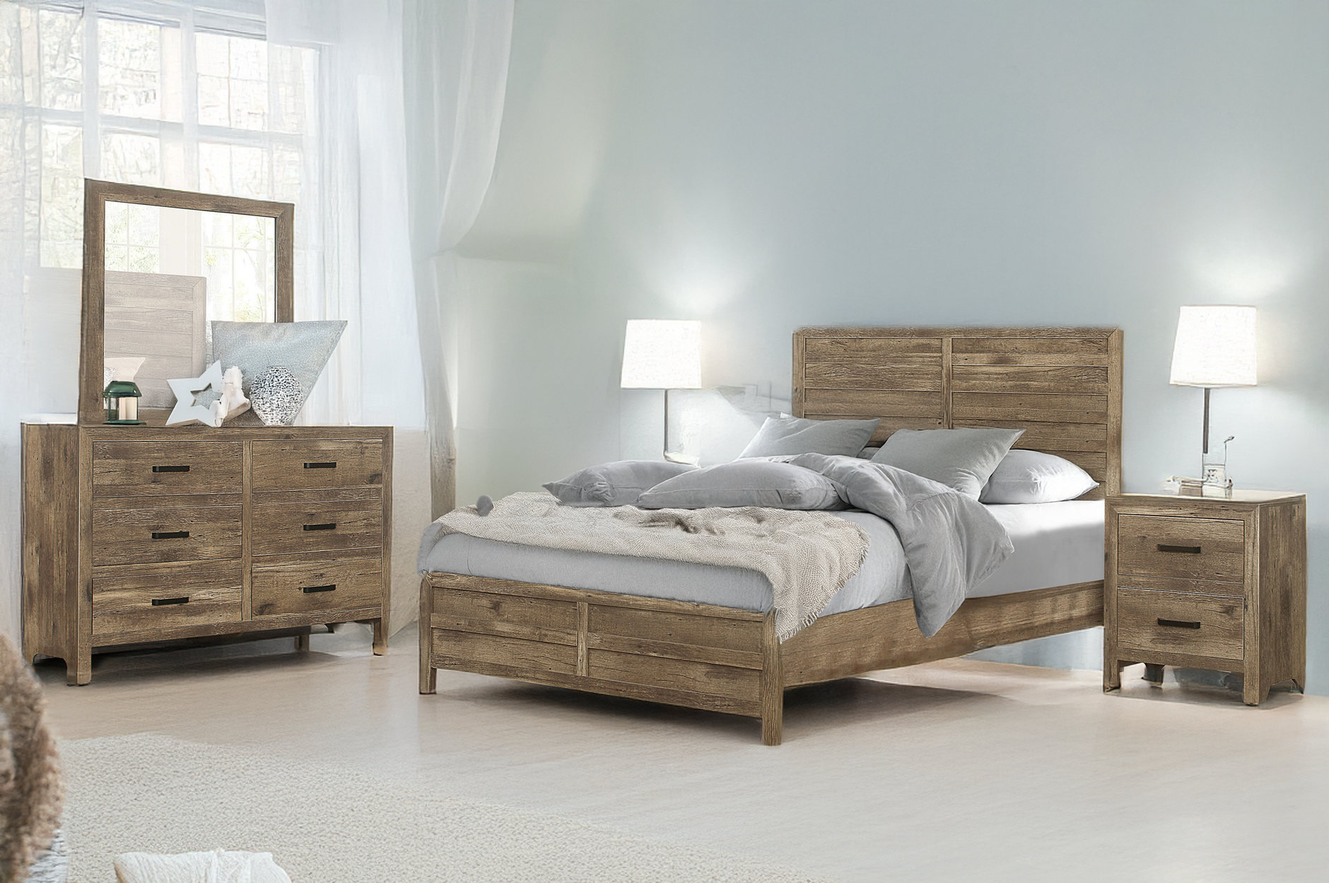 Millwood Pines Franco Light Brown Panel Bedroom Set | Wayfair