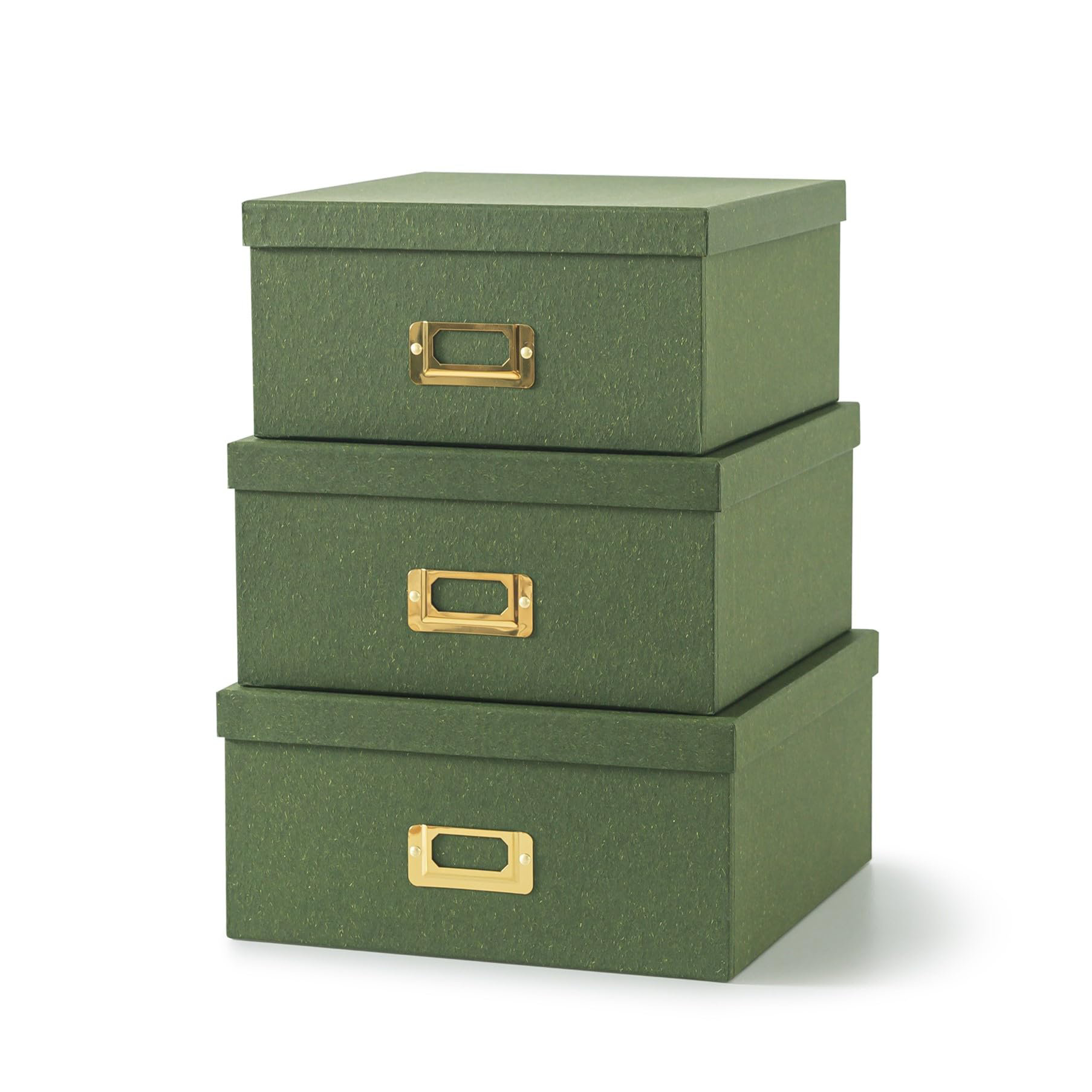 Everly Quinn Green Kraft Paper Boxes For Storage - Set Of 3 Square ...