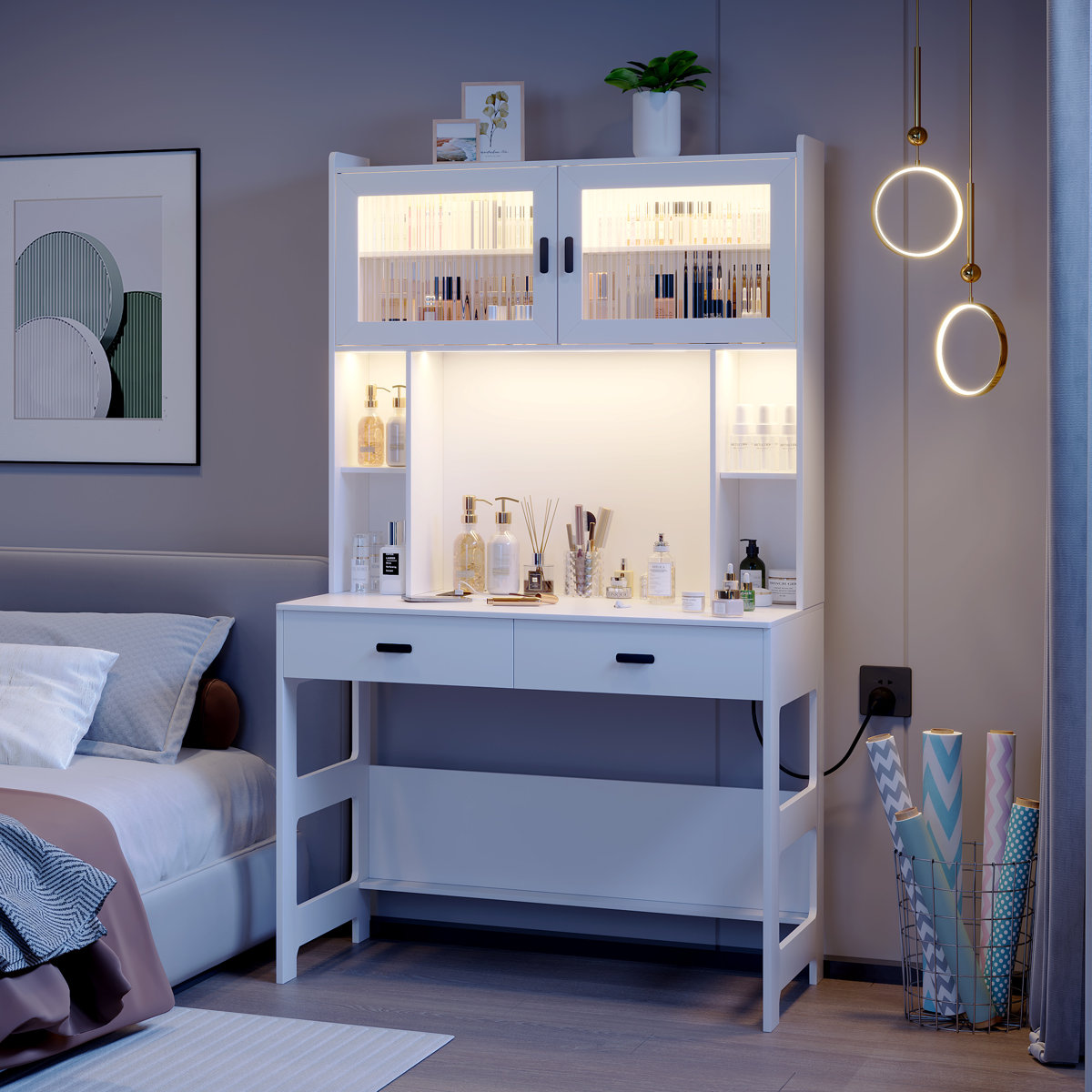 Wrought Studio™ Berwaldt 40" W Rectangle Computer Desk with Hutch and ...