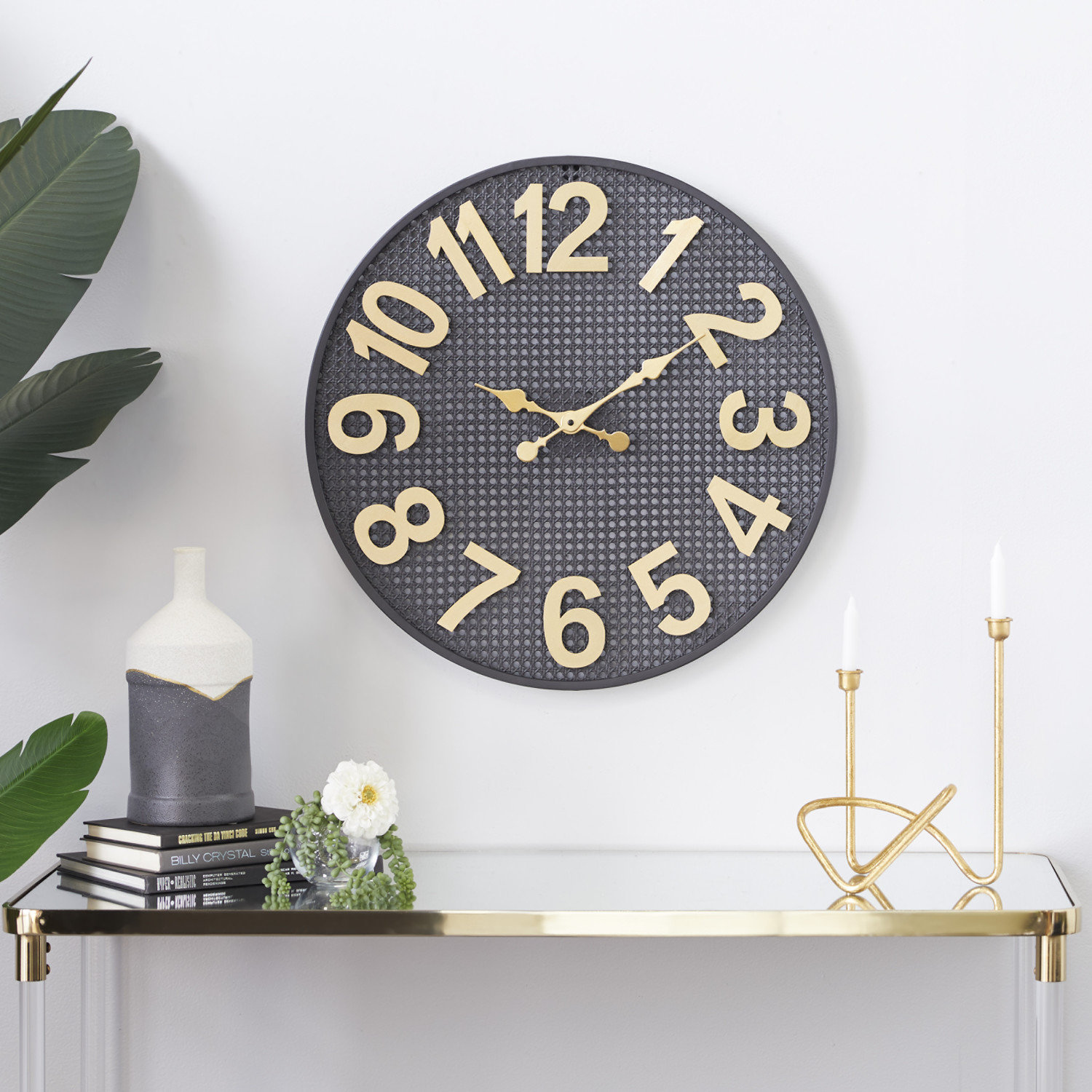 Mercer41 Goo Metal Decorative Black Wall Clock with Gold Numbers ...