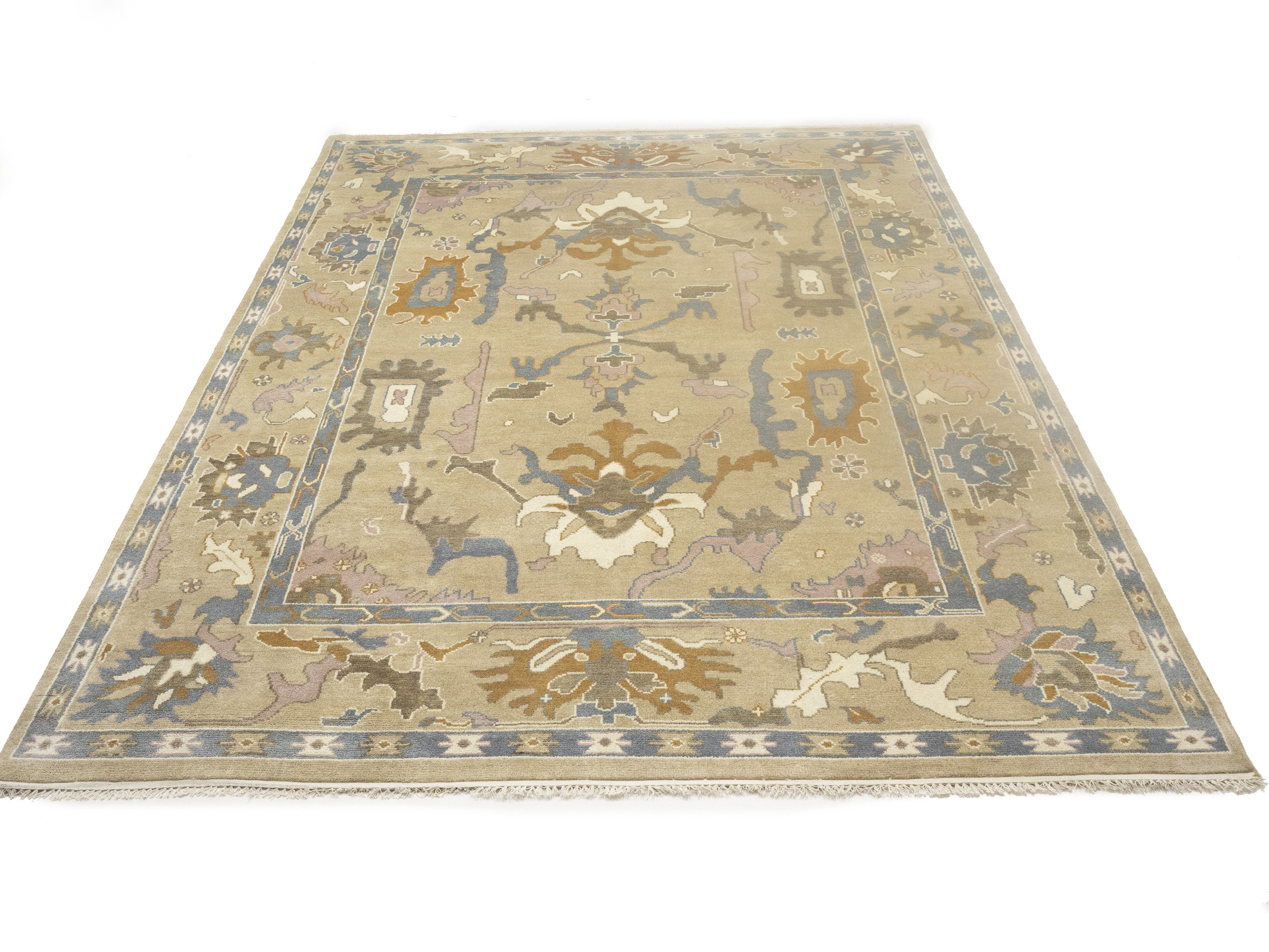 ADMINRUGS Muted Khaki Traditional 9X12 Oushak Chobi Oriental Area Rug ...