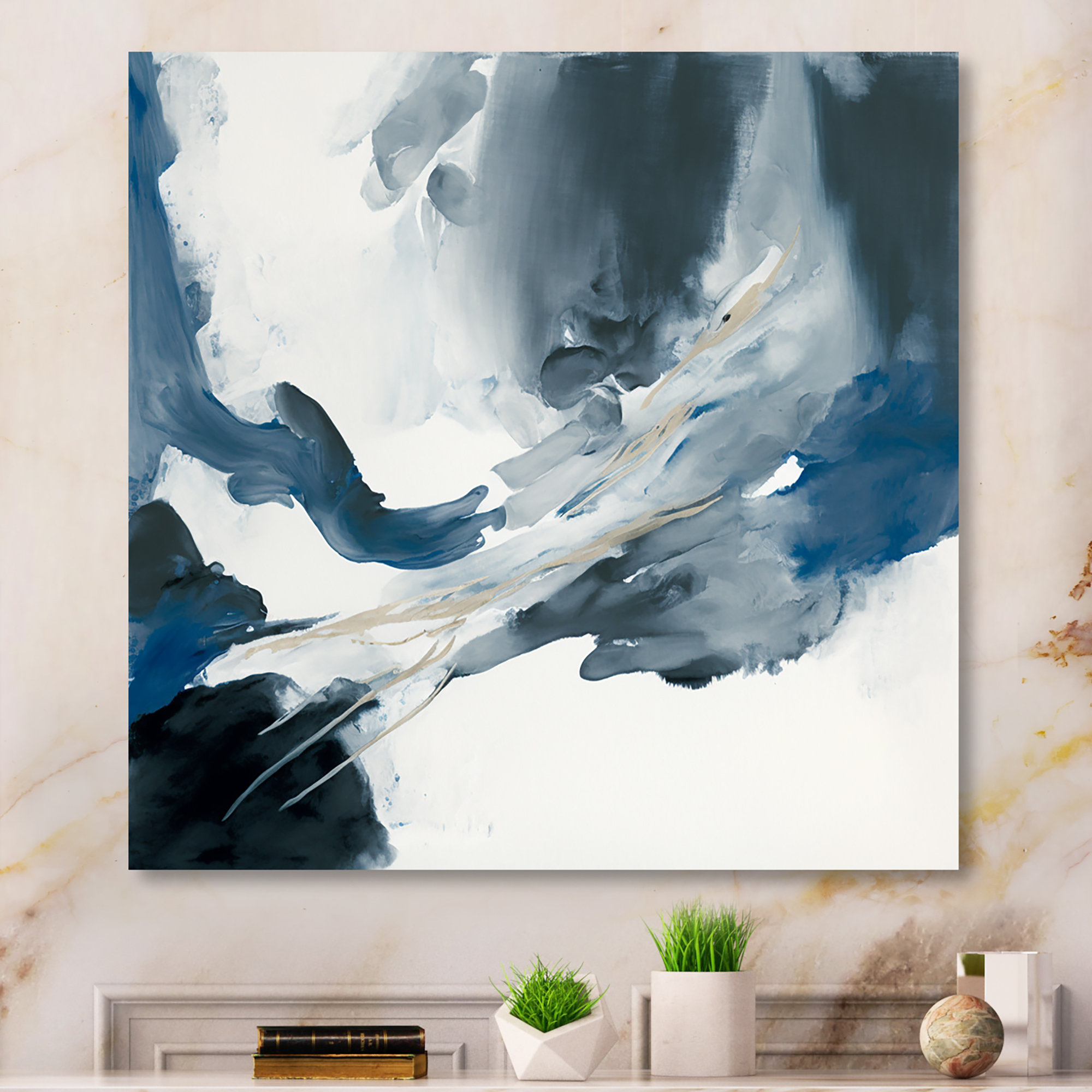 Ivy Bronx Feeling Honolulu Blue VI - Abstract Liquid Ink Metal Wall ...