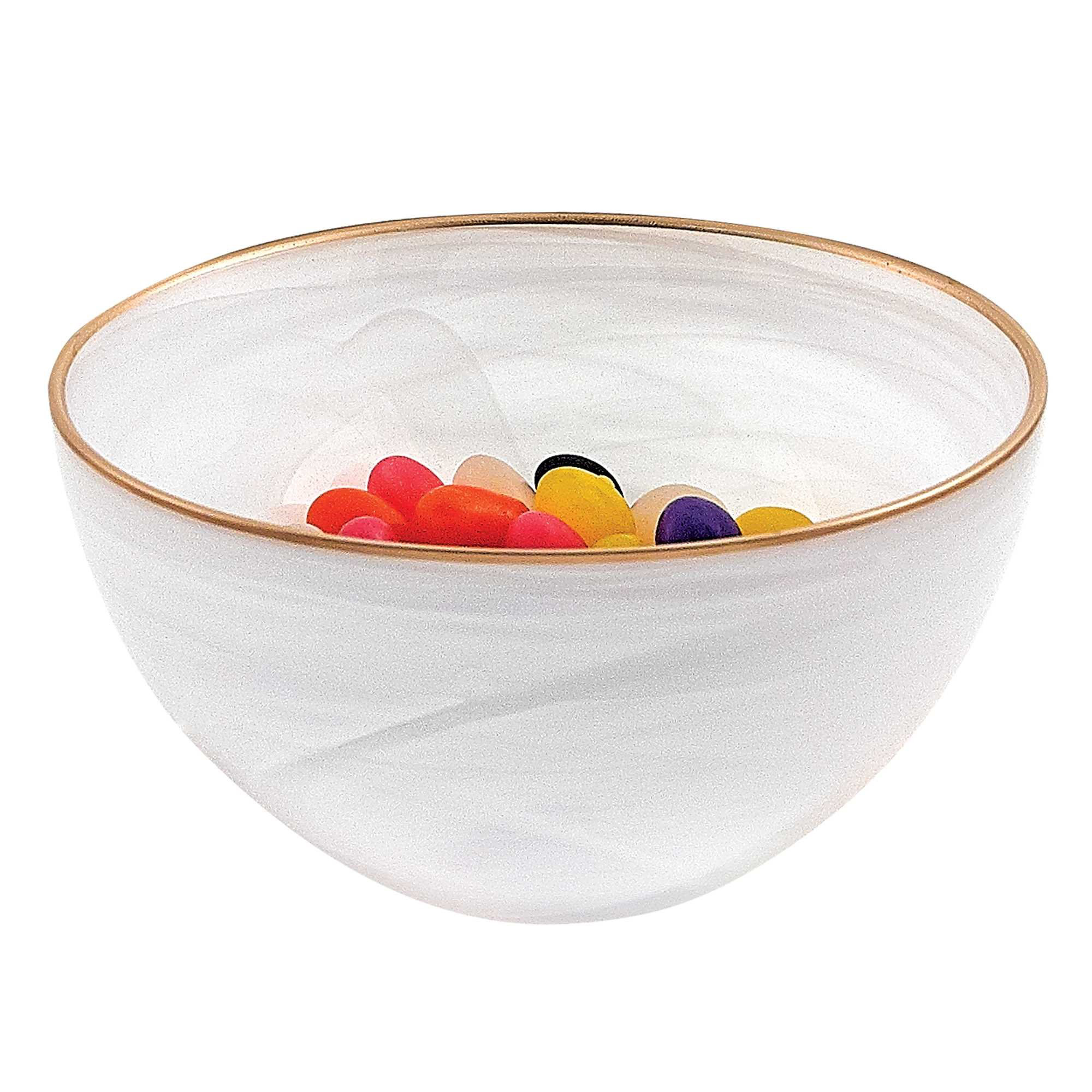 Mercer41 6 Hand Crafted White Gold Glass Bowl With Gold Rim | Wayfair