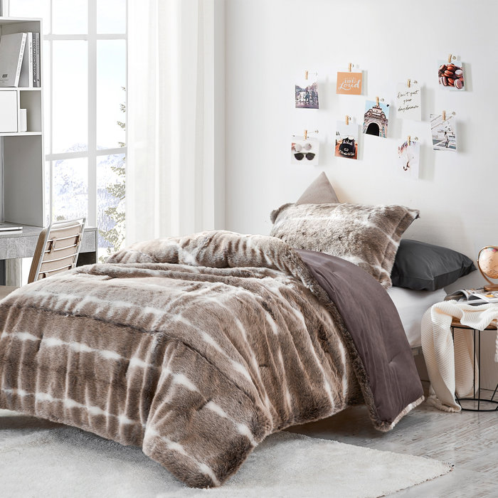 Coma Inducer Caribou Coat Faux Fur Oversized Comforter Set | Wayfair