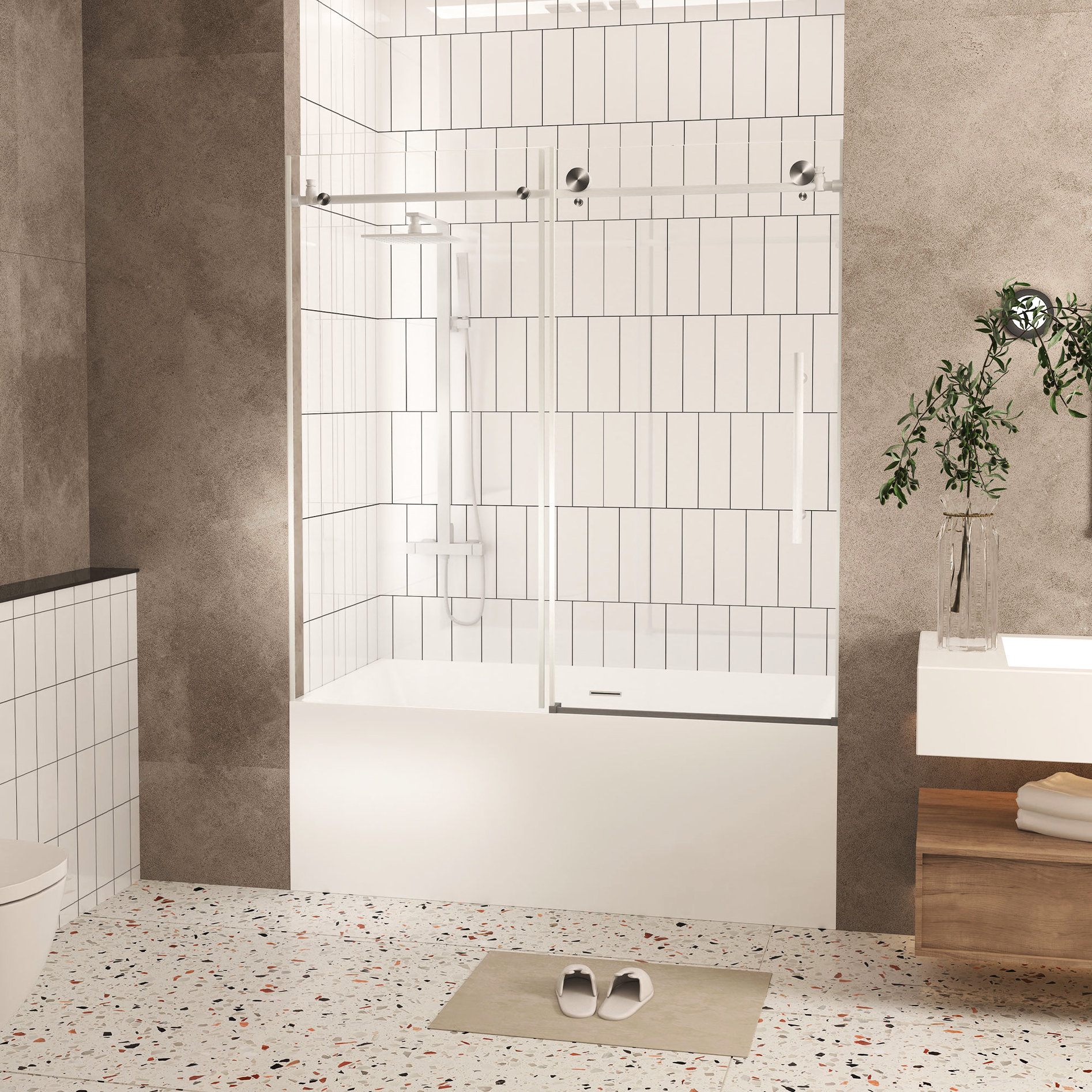 SnugglySolace 56 - 60" Wide Shower Door High, 6 Mm Thick Tempered Glass ...