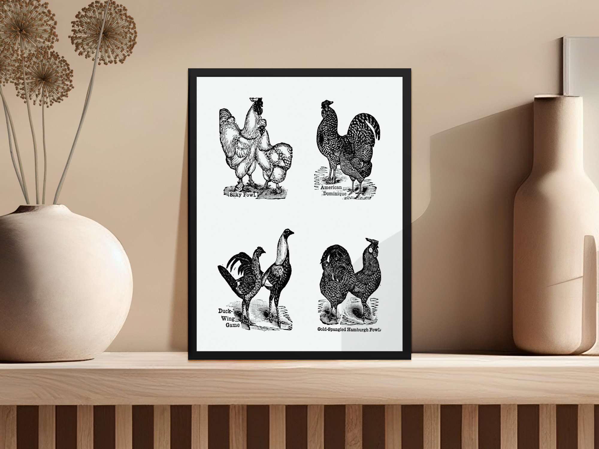 Lark Manor Vintage Fowl Breeds Silky Fowl American Print Framed Poster ...