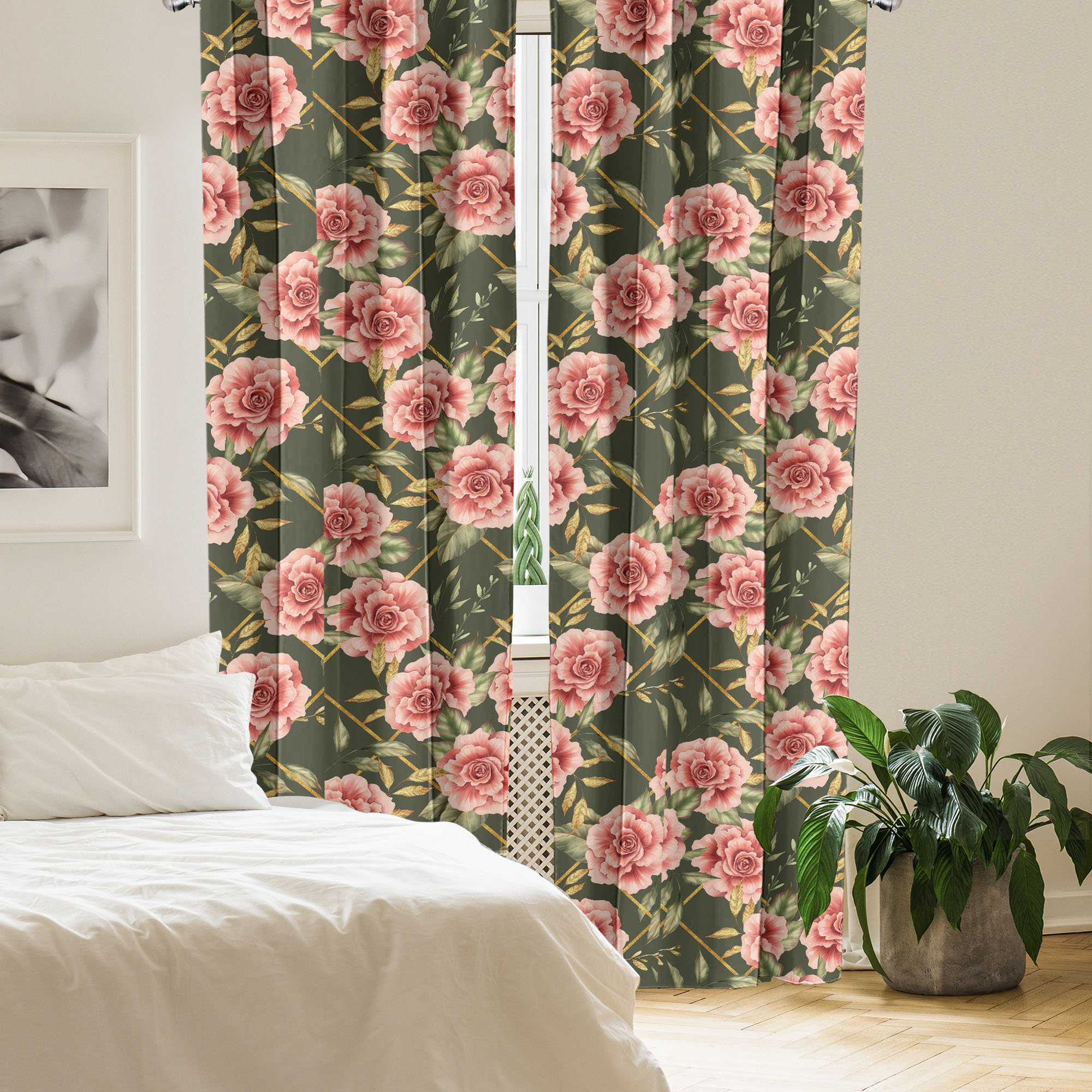 East Urban Home Donart East Urban Home Vintage Floral Curtains Roses ...
