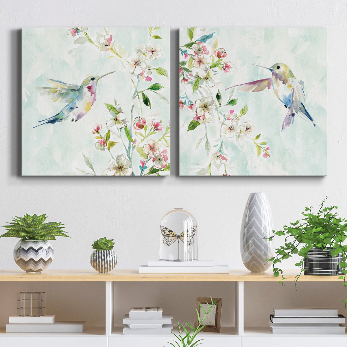 The Twillery Co.® Hummingbird III - 2 Piece Wrapped Canvas Print Set ...