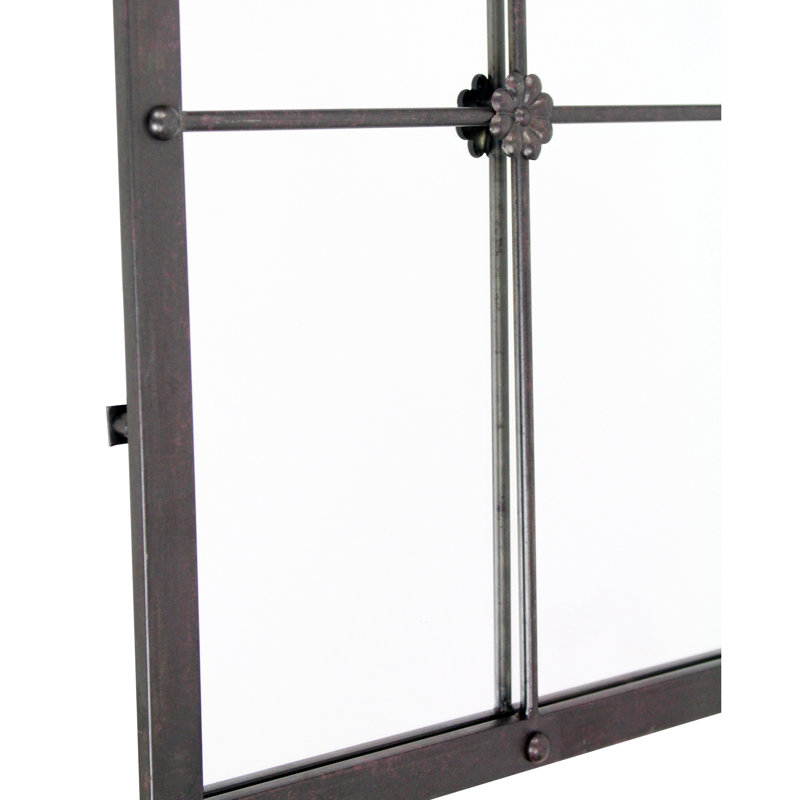 Charlton Home® Kinslee Metal Window Pane Farmhouse Wall Mirror ...