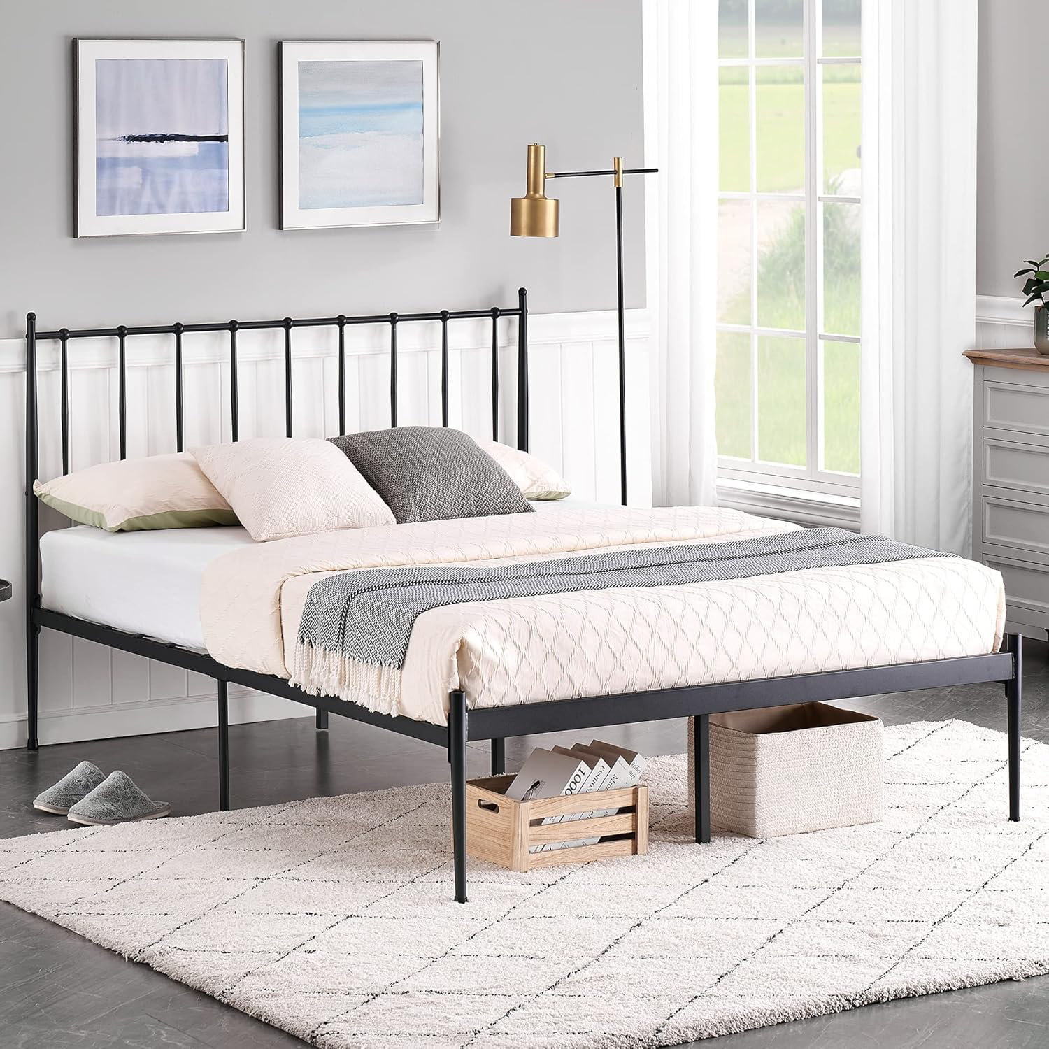 ZACOO Queen Bed Frames, Queen Size Bed Frames With Metal Headboard | Wayfair