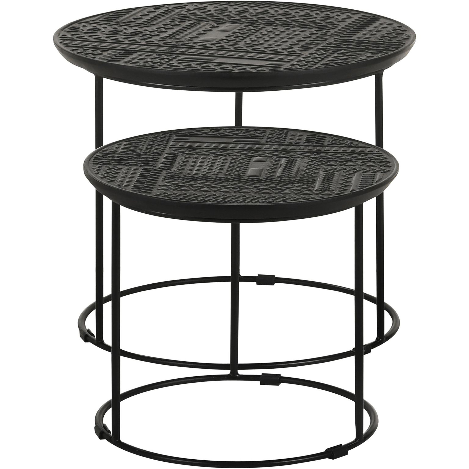 Latitude Run® Contemporary 2 Nesting Tables, Black Matte, Mango Wood ...