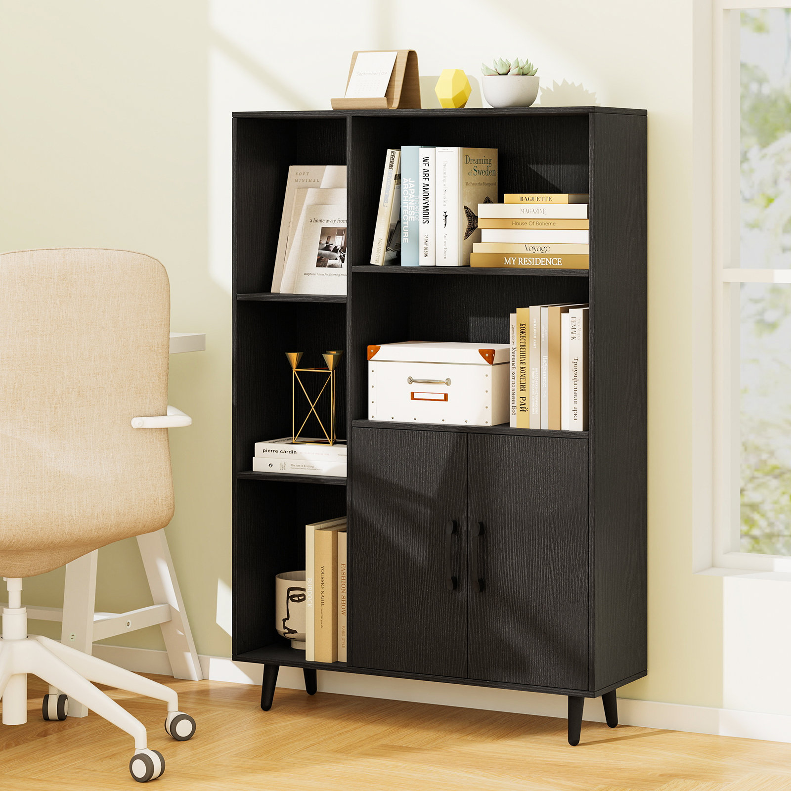 Metro Lane Bookcase 119 Cm Floor Bookshelf W/ 5 Open Compartments-White ...