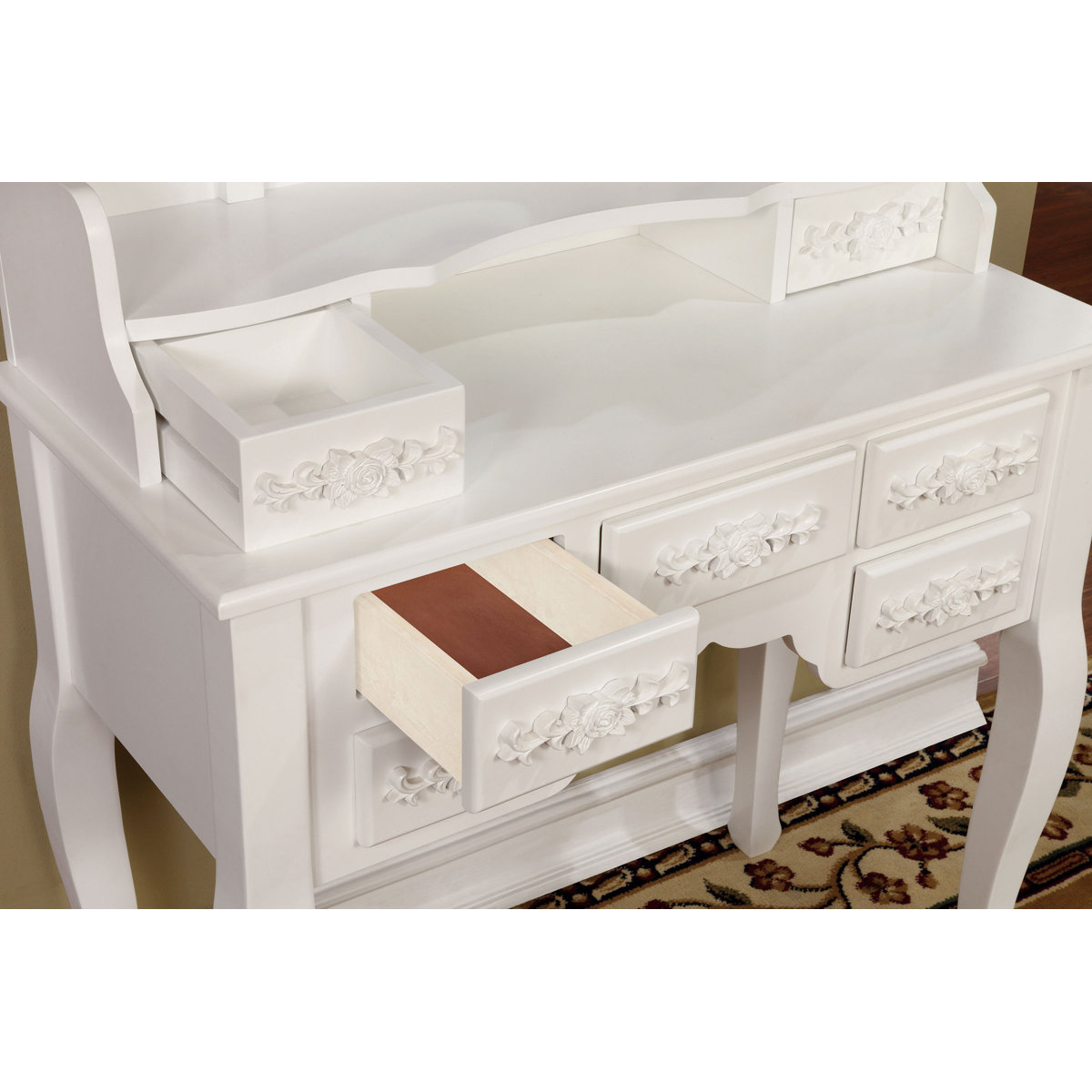 Laurel Foundry Modern Farmhouse® Tyner Vanity Set with Stool and Mirror ...