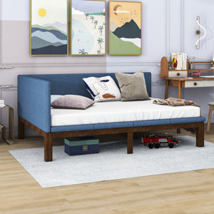 Latitude Run® Glace Upholstered Daybed with Wooden Legs Support ...