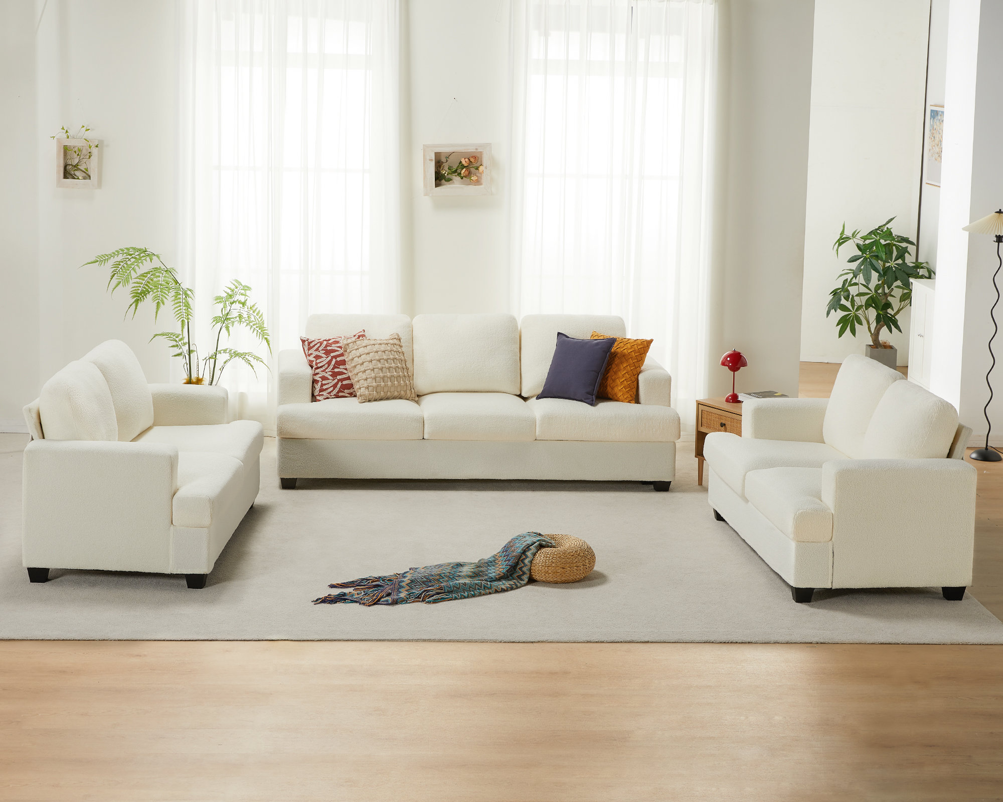 Latitude Run® 3 Piece Set Modern Sofa Couch, Comfy Sofa With Extra Deep ...