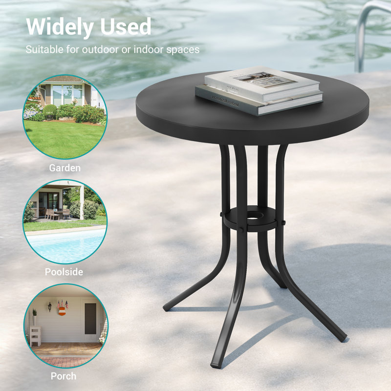 Rosebay Patio Round Side Table, Modern Industrial Style | Wayfair