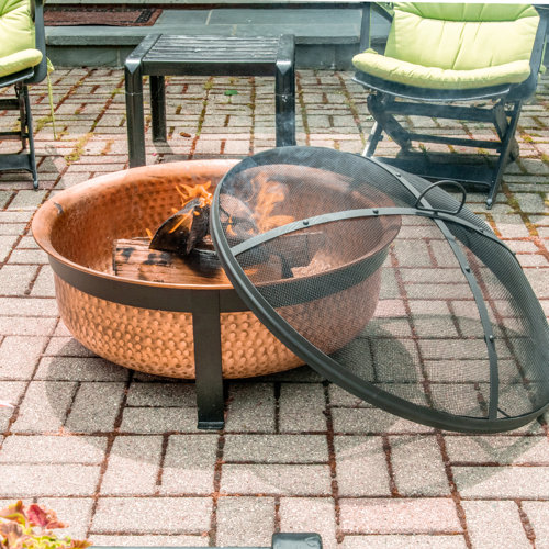 Ebern Designs Raffles 22" H x 30" W Copper Wood Burning Outdoor Fire ...