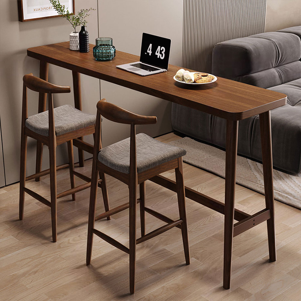 Corrigan Studio® Hilger 62.99" Nut-brown Rectangular Solid Wood Bar ...