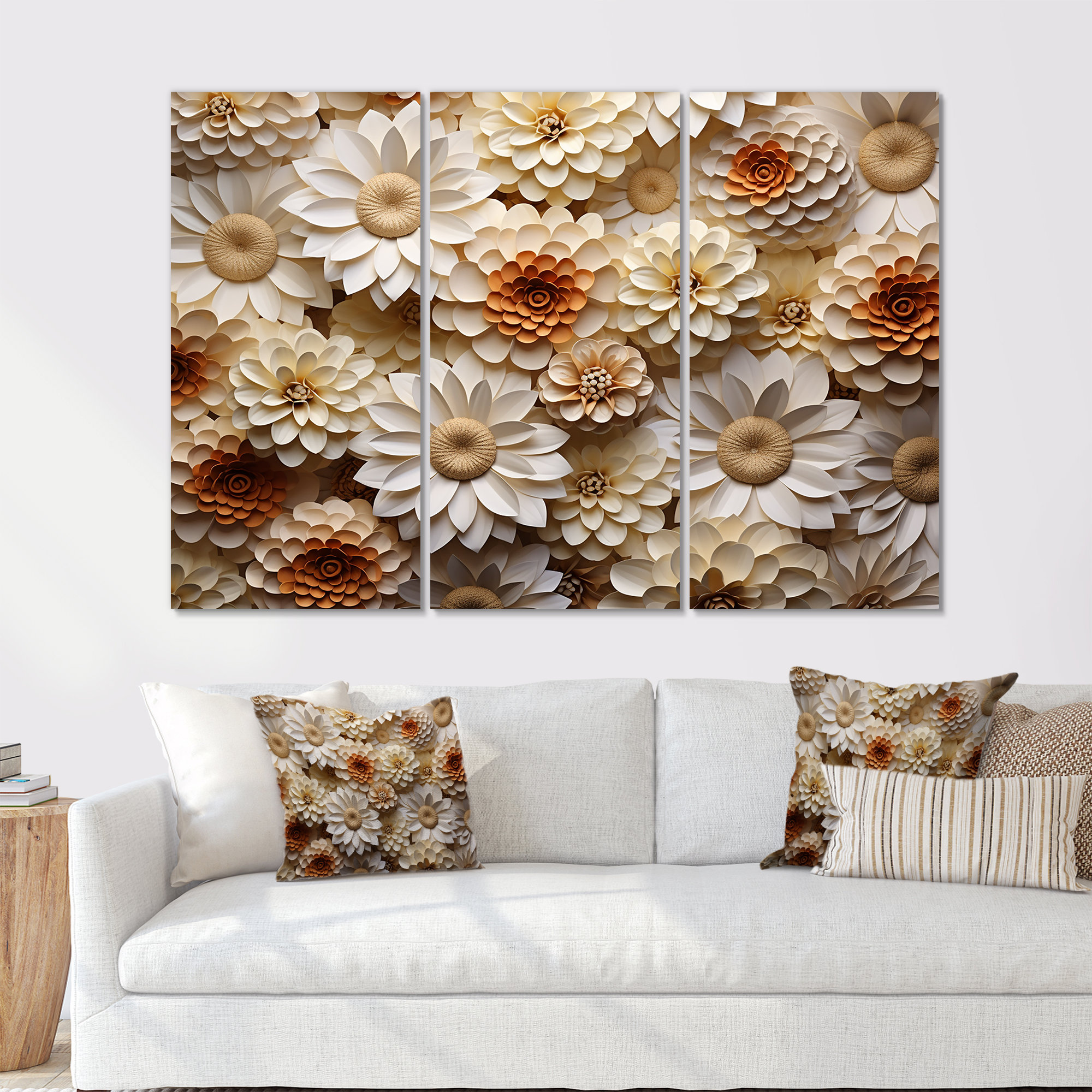 Lark Manor™ Vibrant White Zinnias Collage - Zinnias Wall Art Set | Wayfair
