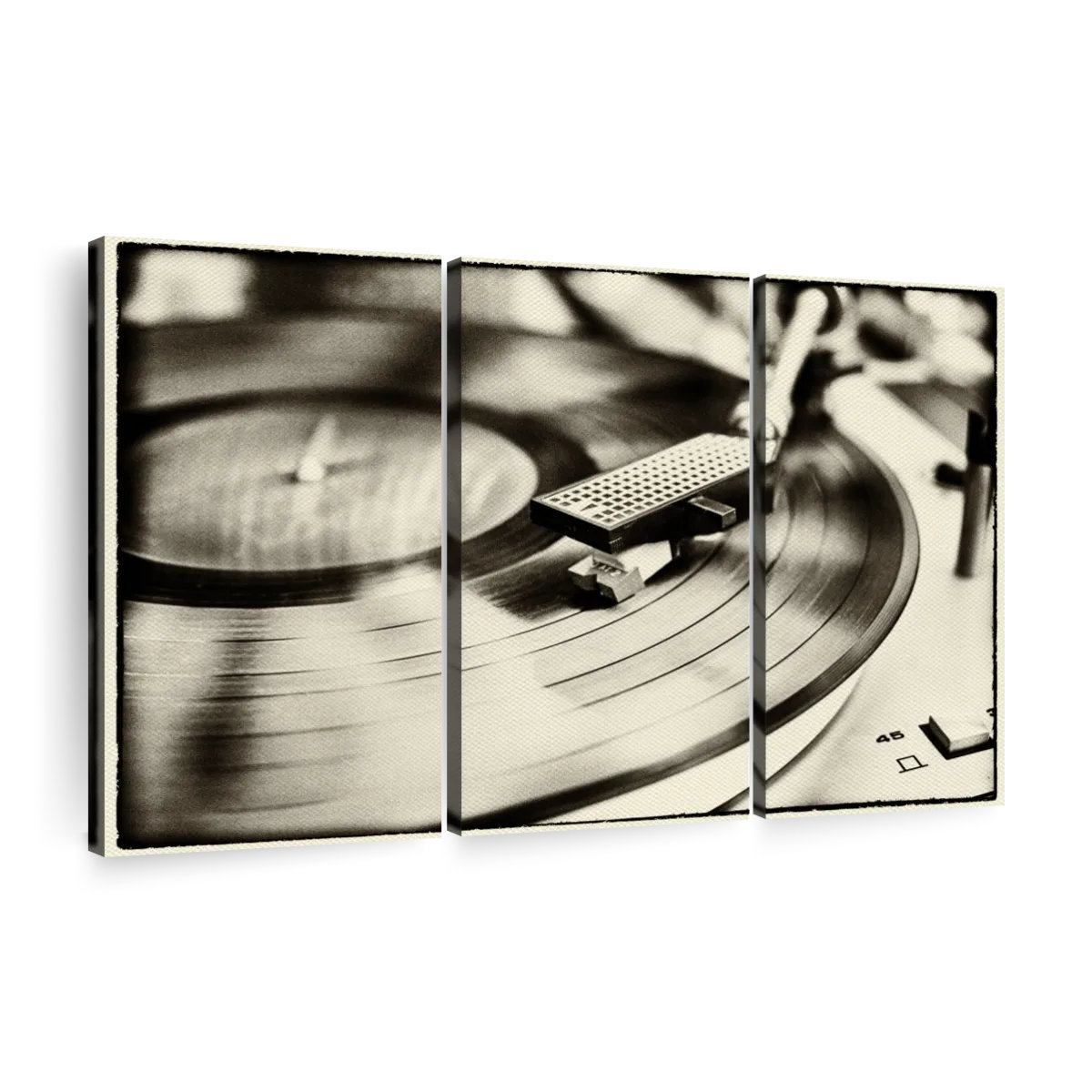 Ebern Designs Record Player Border Wall Art Multi Piece Canvas Print ...