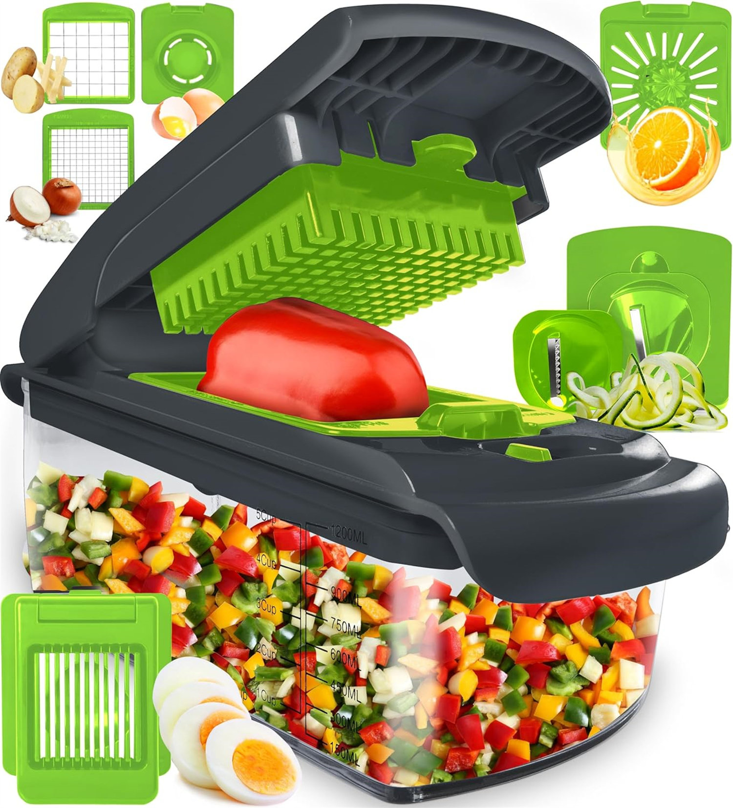 doitbest 8 in 1 Vegetable Chopper & Slicer with Container, Spiralizer ...